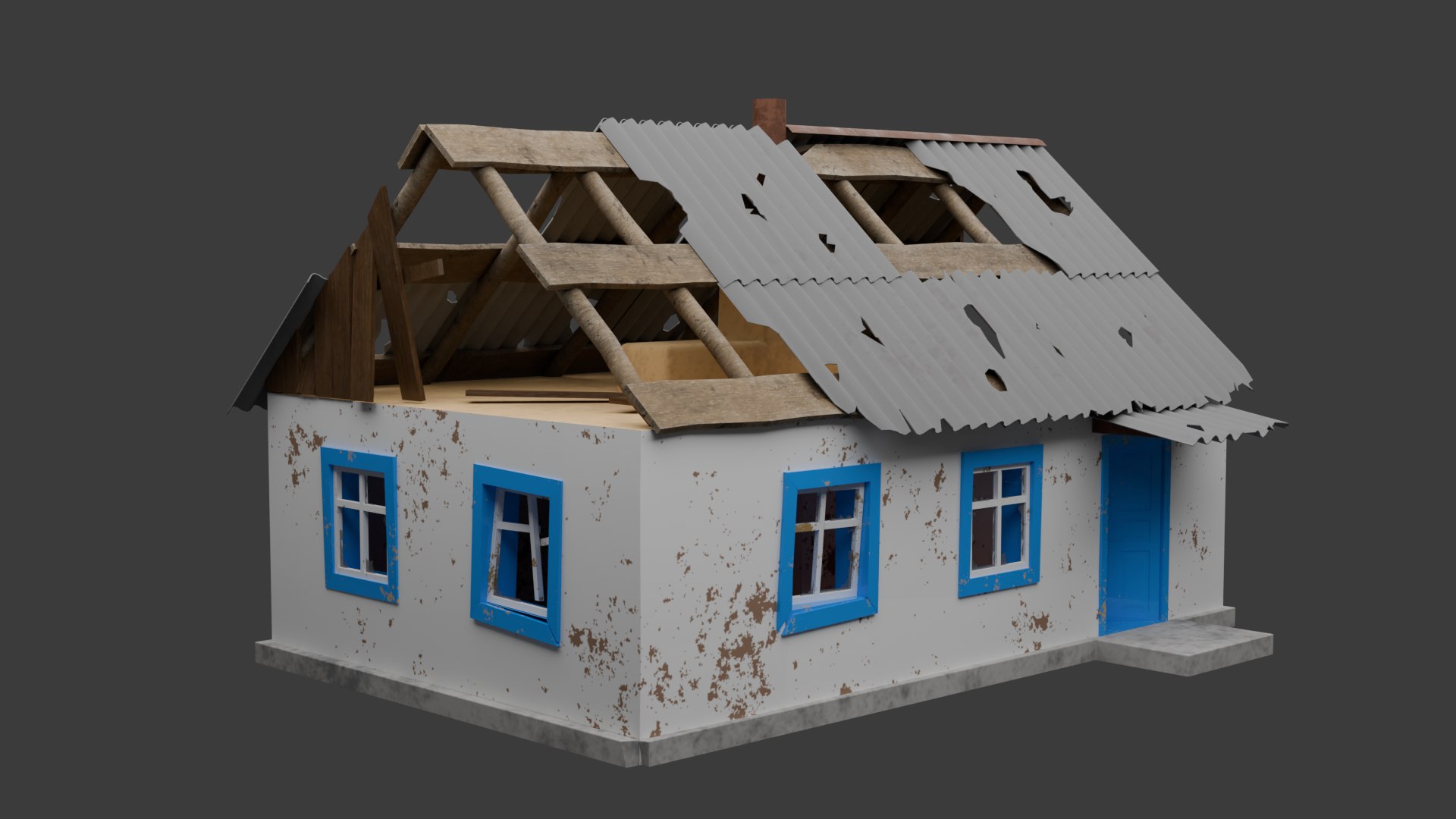3D Old Village House Distroyed 3D Model - TurboSquid 2166201