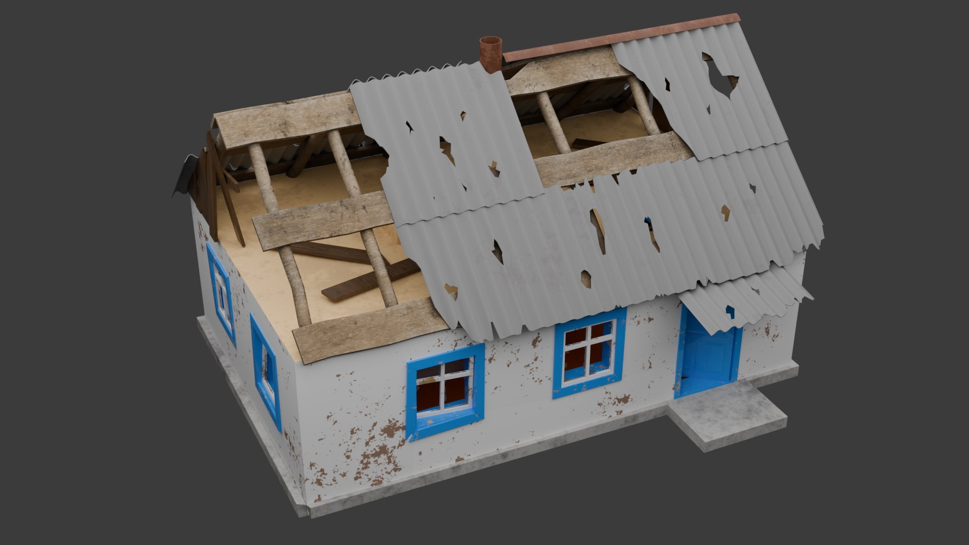 3D Old Village House Distroyed 3D Model - TurboSquid 2166201