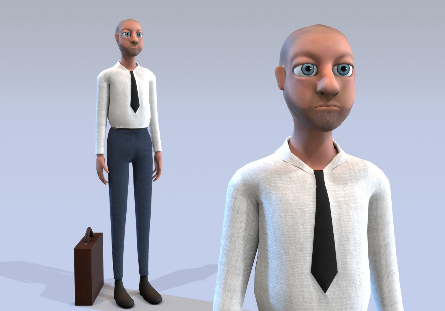 3D Cartoon Man With Tie Model - TurboSquid 1895961