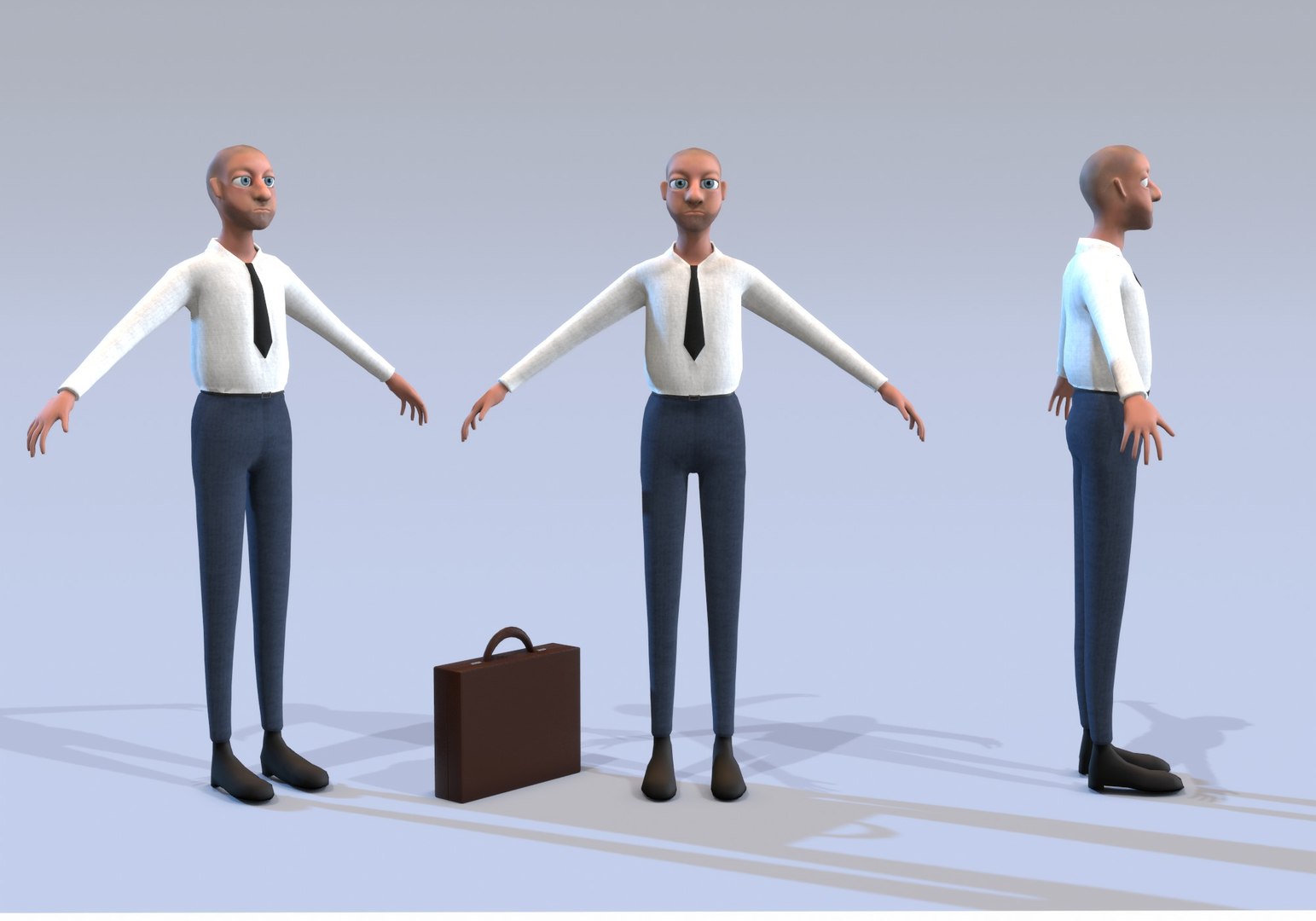 3D Cartoon Man With Tie Model - TurboSquid 1895961