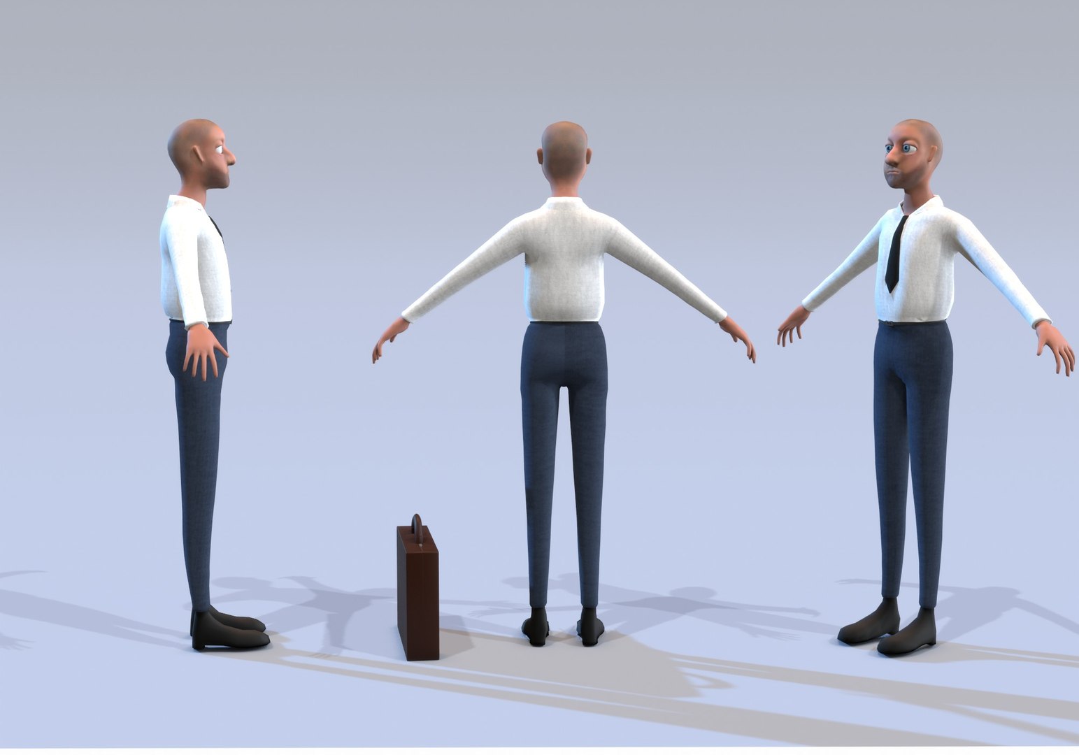 3D Cartoon Man With Tie Model - TurboSquid 1895961