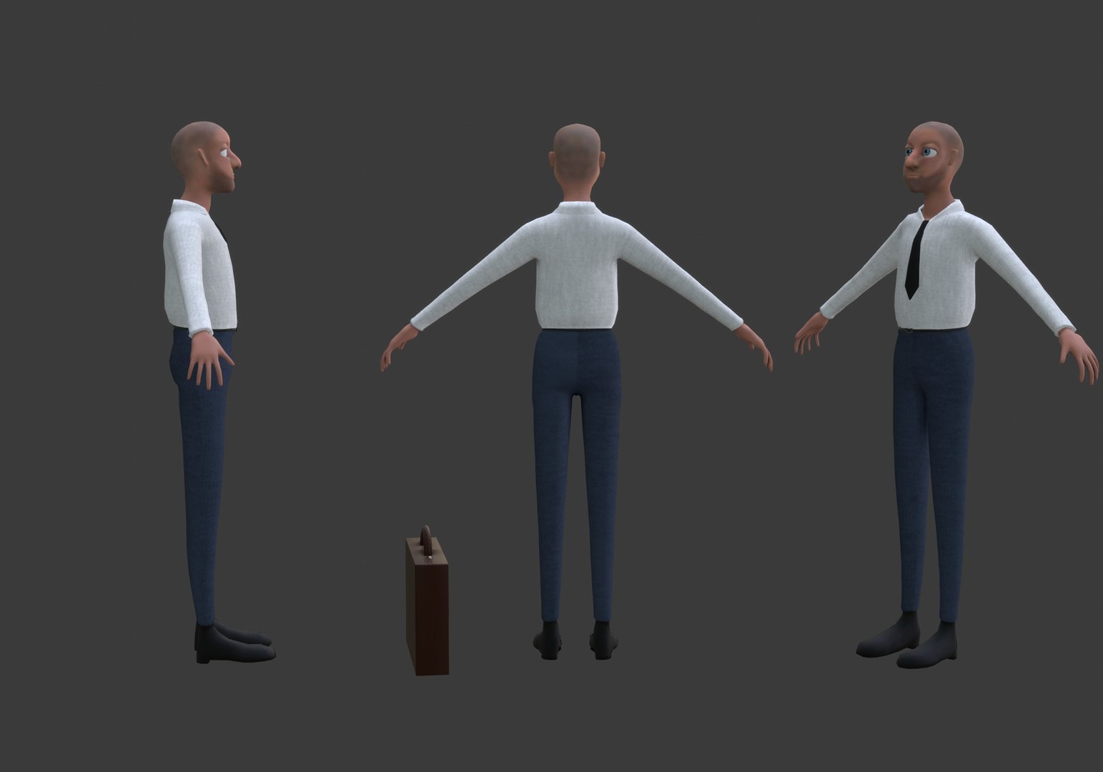 3D Cartoon Man With Tie Model - TurboSquid 1895961