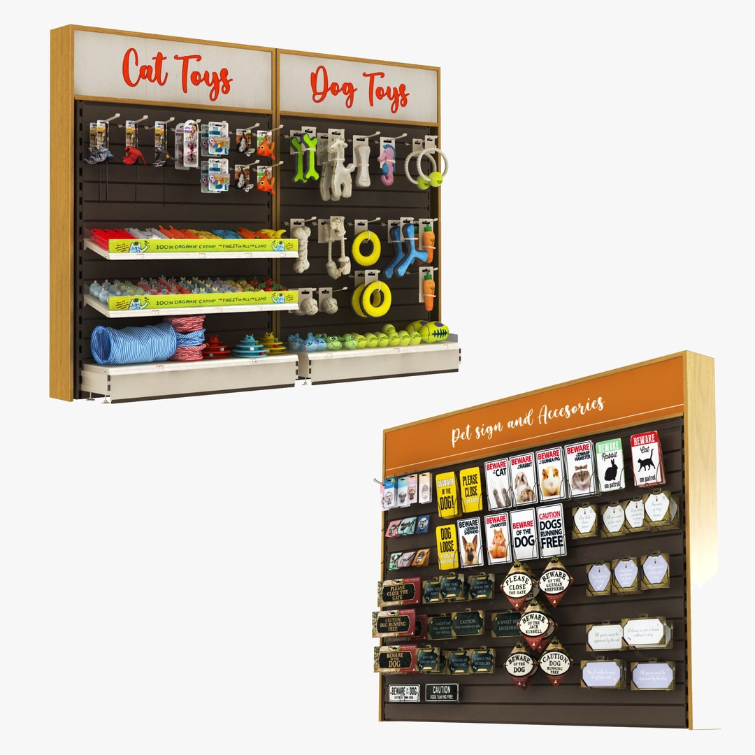 3D Pet Shop - Pet Toys And Sign Shelves Collection - TurboSquid 1791135