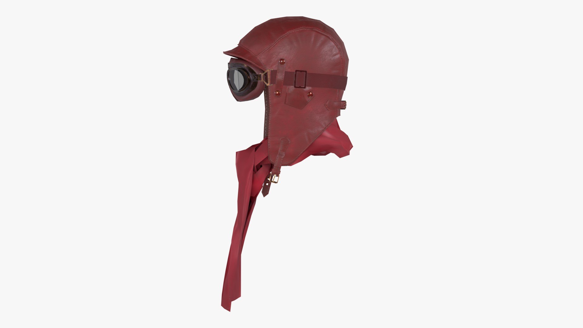 Aviator Goggles Hat Scarf Set - Red - Game Asset Model - TurboSquid 1993056