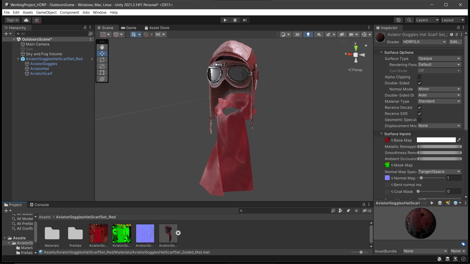 Aviator Goggles Hat Scarf Set - Red - Game Asset model - TurboSquid 1993056