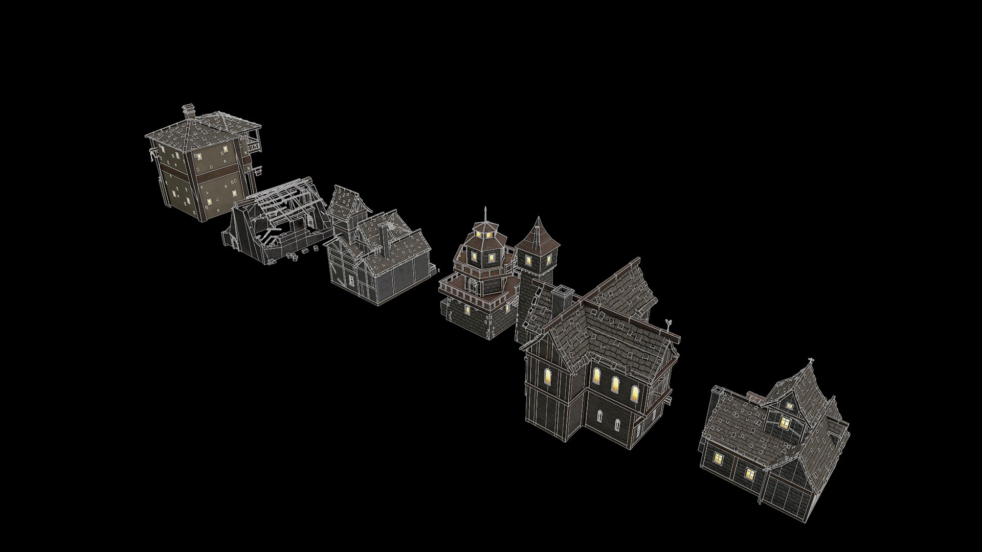 Pack Buildings 3d Model