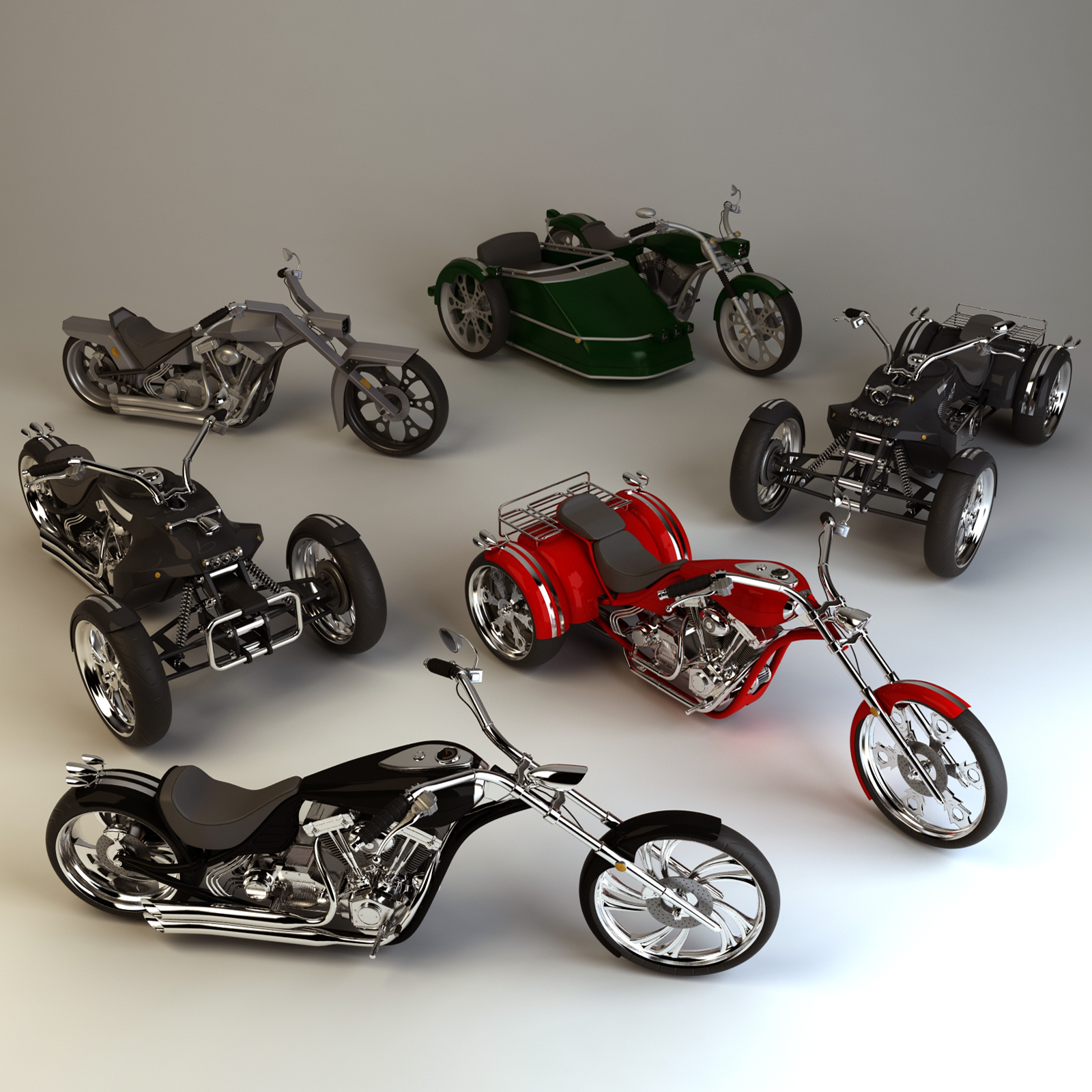 custom choppers 3d model