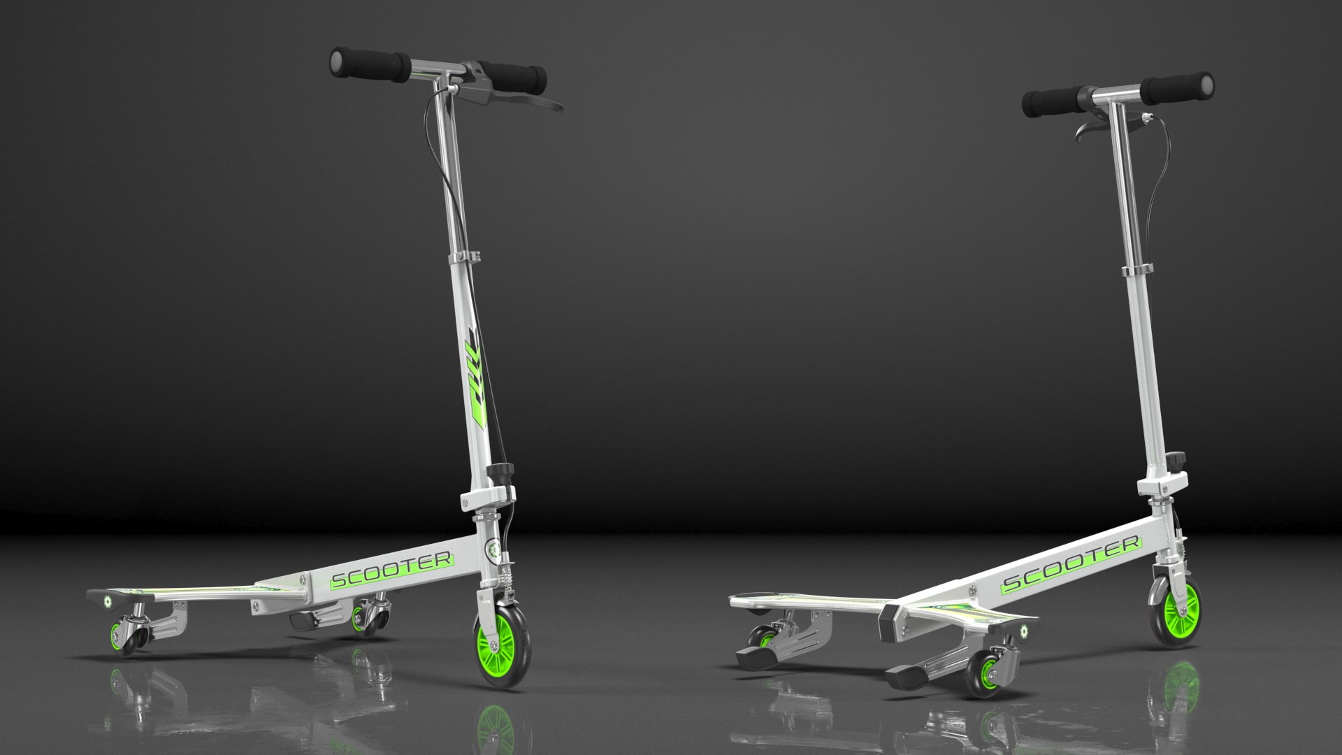 PowerWing Scooter Gray Green 3D Model - TurboSquid 1722917