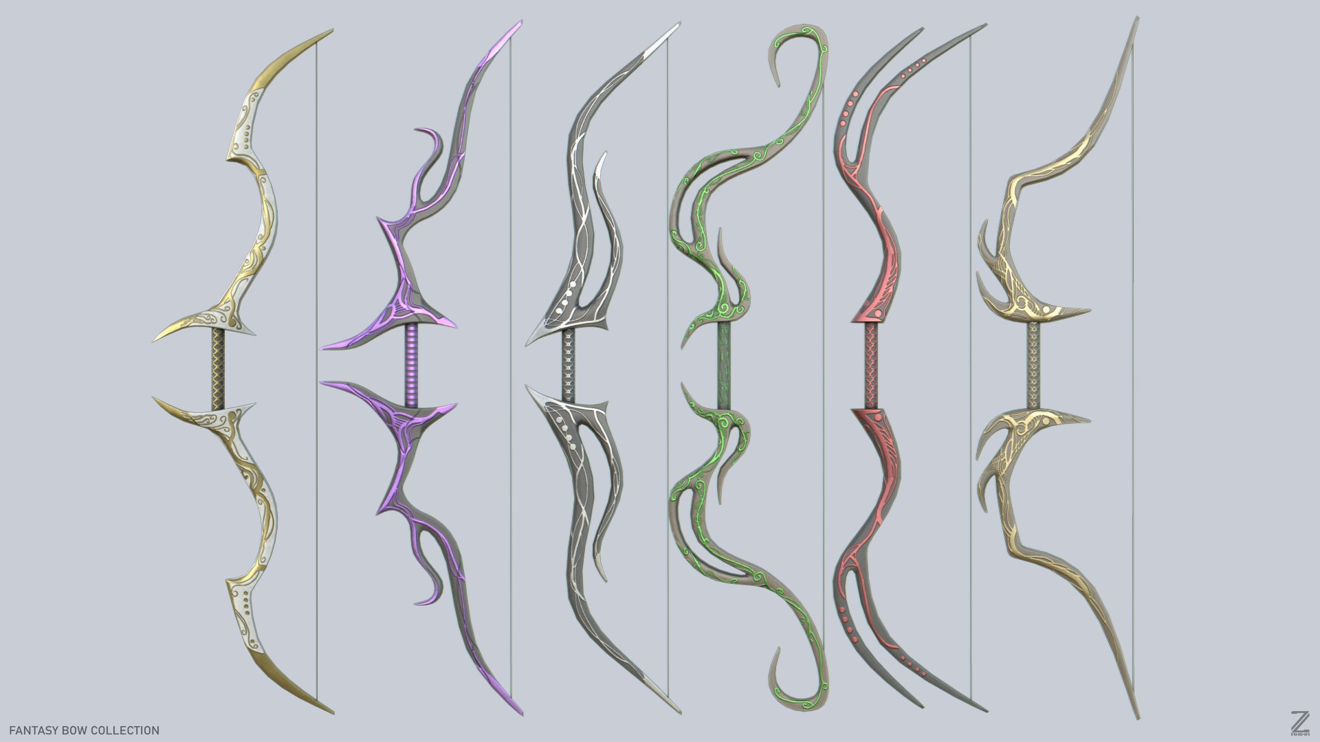 Fantasy Bow Collection 3D - TurboSquid 2241639