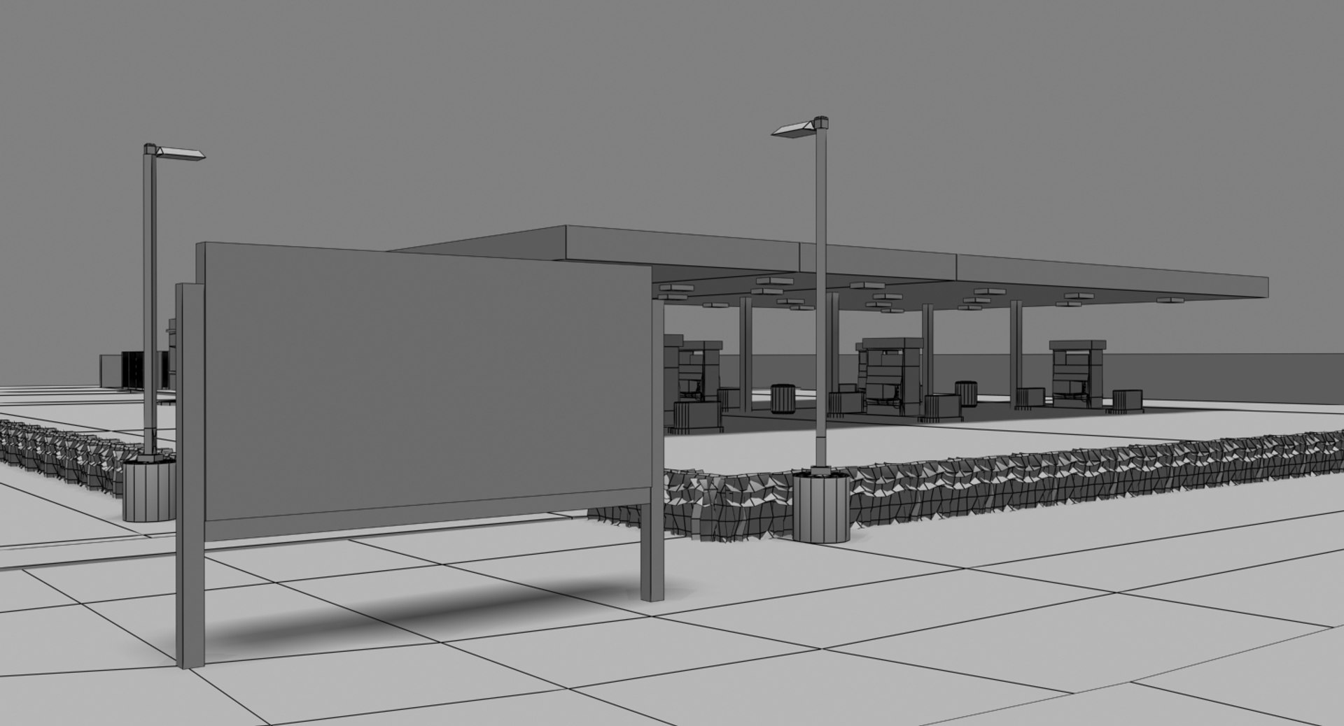 3d Model Gas Station Convenience Store