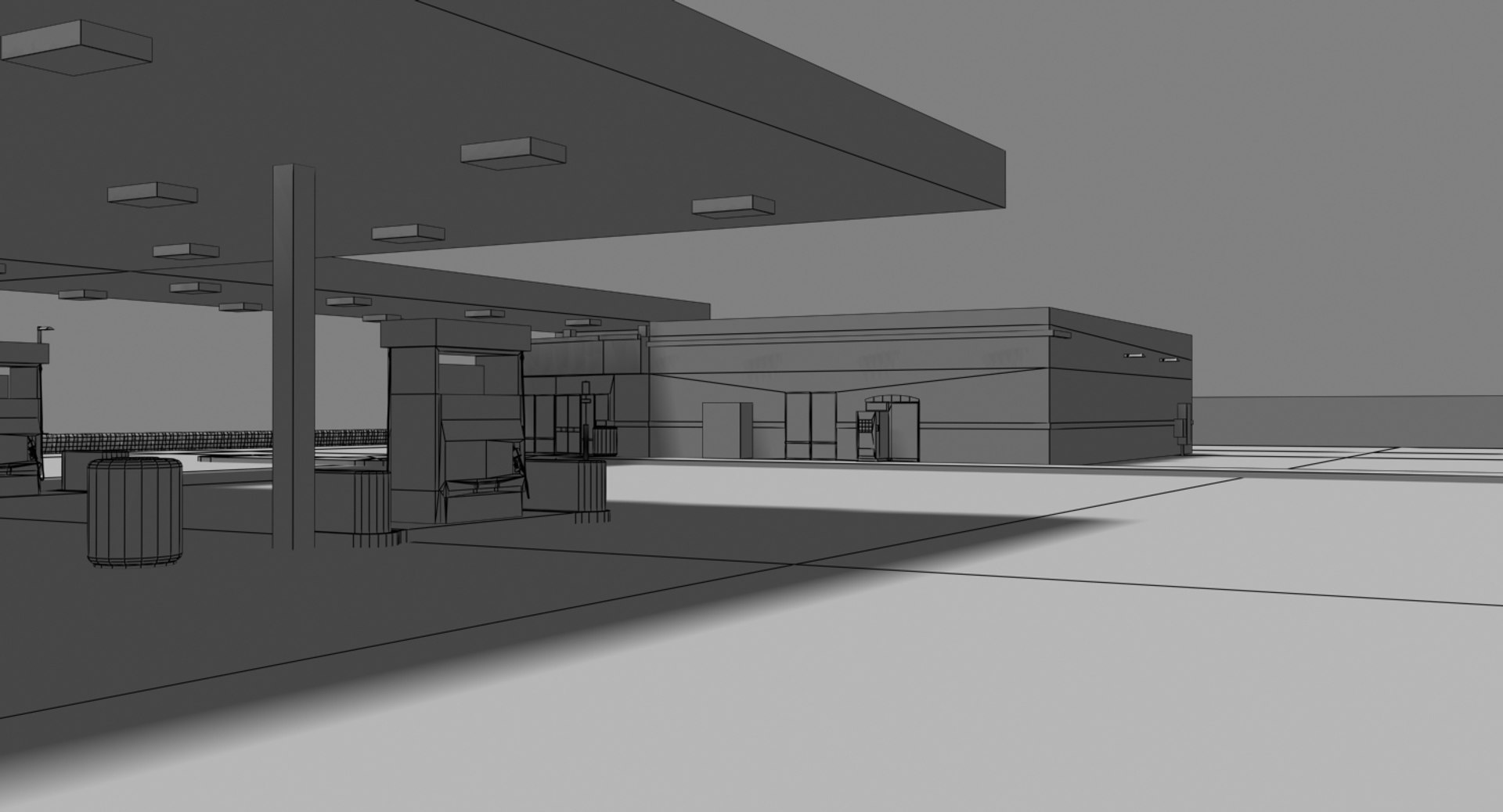 3d Model Gas Station Convenience Store