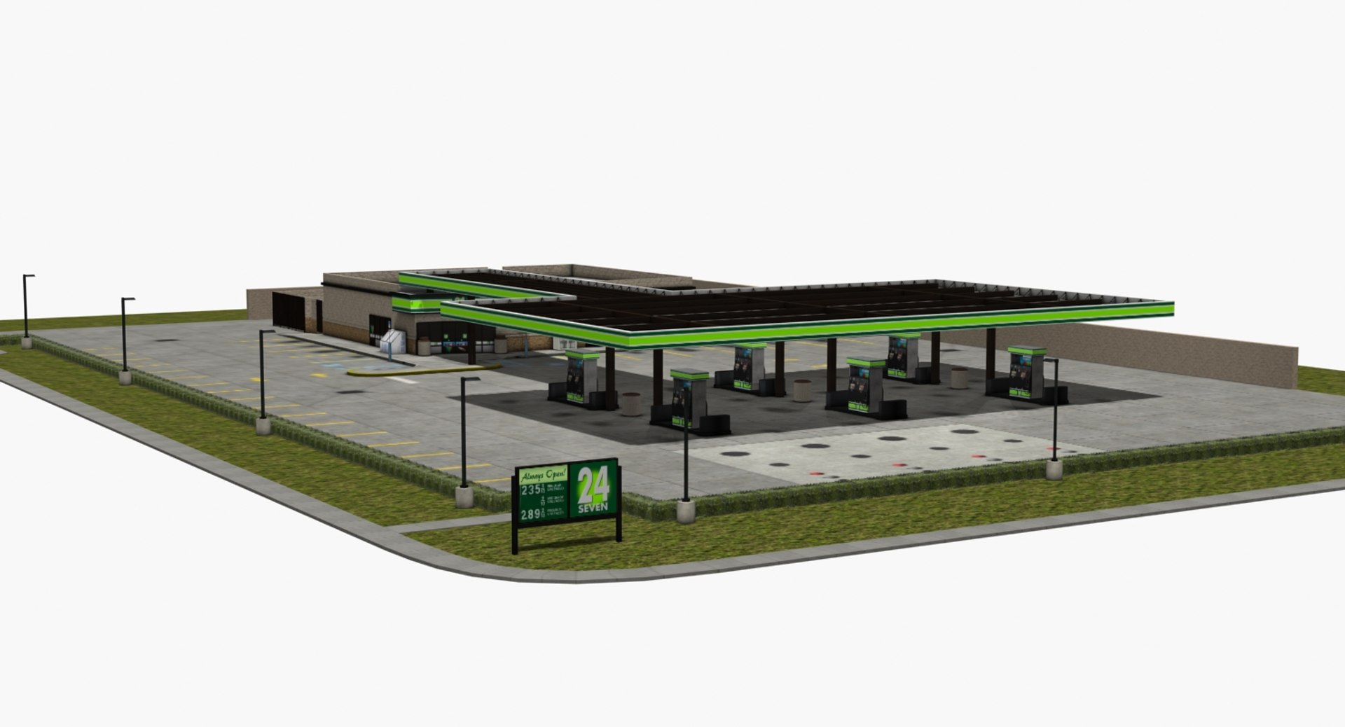 3d Model Gas Station Convenience Store