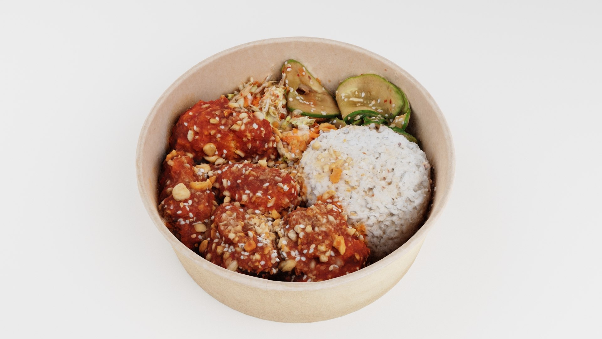 3D Poke Bowl Lunch With Rice Korean Chicken And Cabbage - TurboSquid ...
