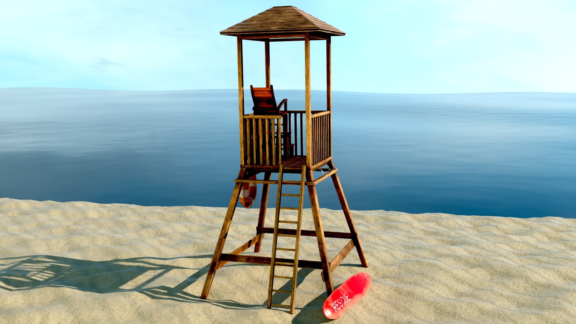 Lifeguard Rescue Guard Tower Beach Lookout Low-poly 3D - TurboSquid 2070821