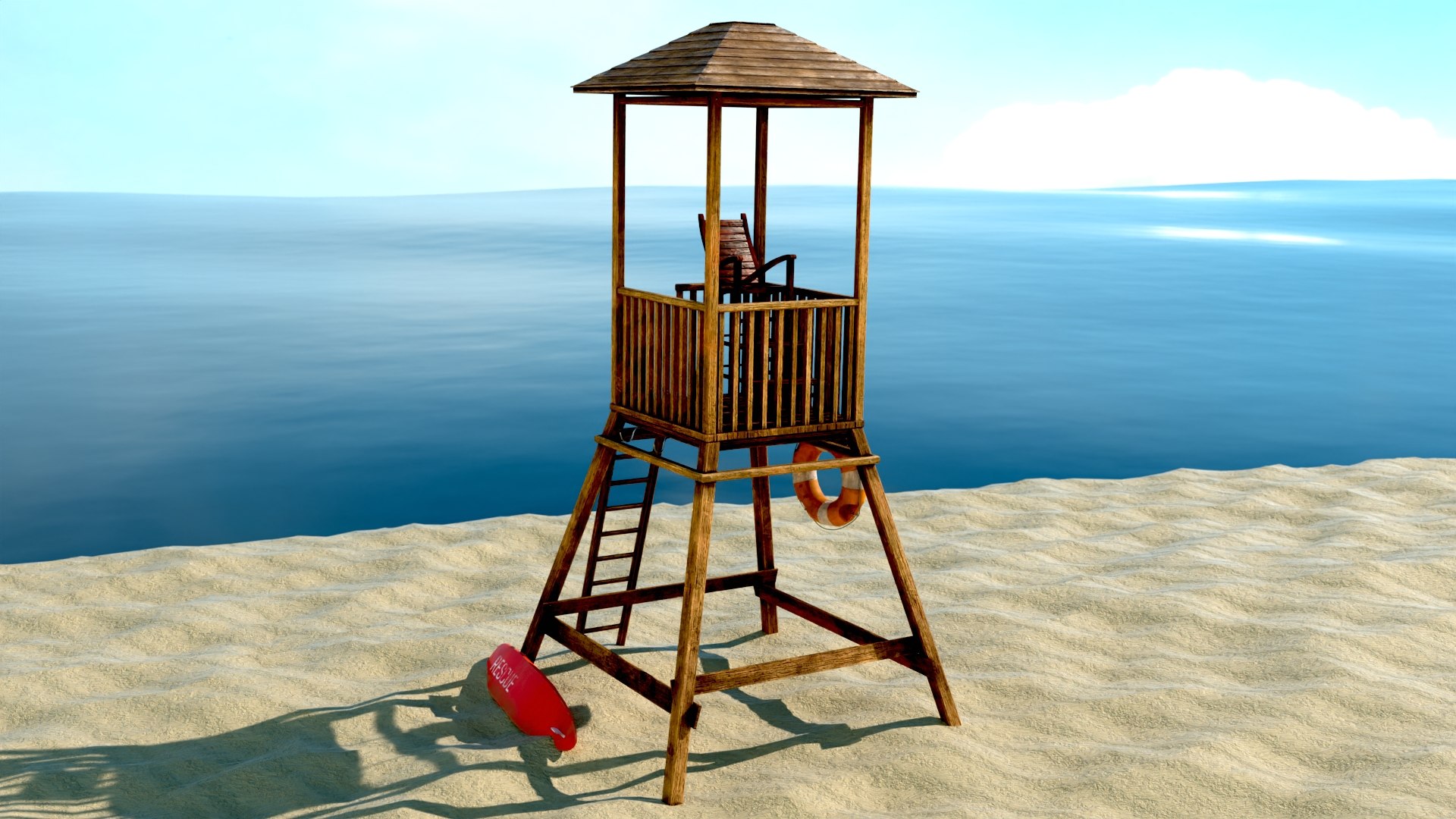 Lifeguard Rescue Guard Tower Beach Lookout Low-poly 3D - TurboSquid 2070821