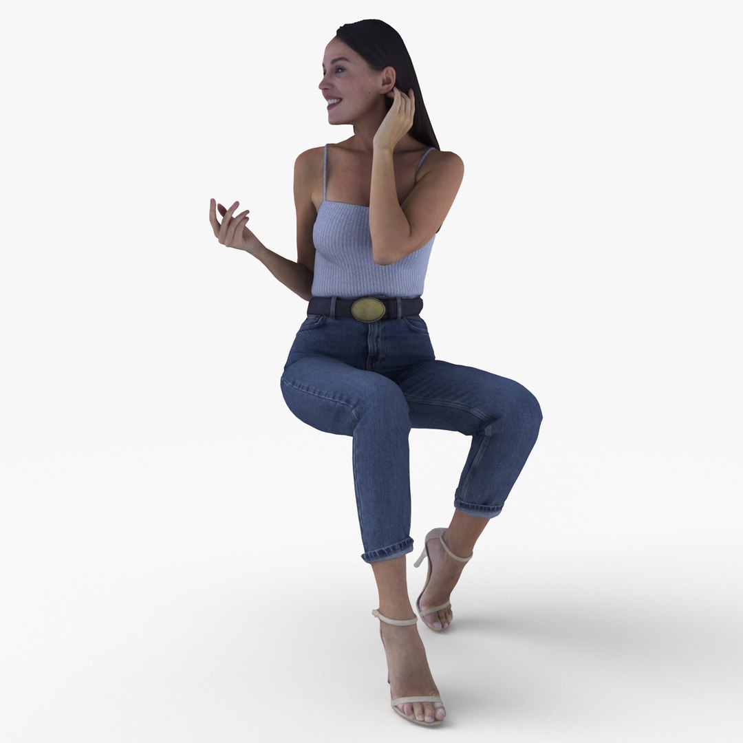 3D beautiful seating girl - TurboSquid 2068537