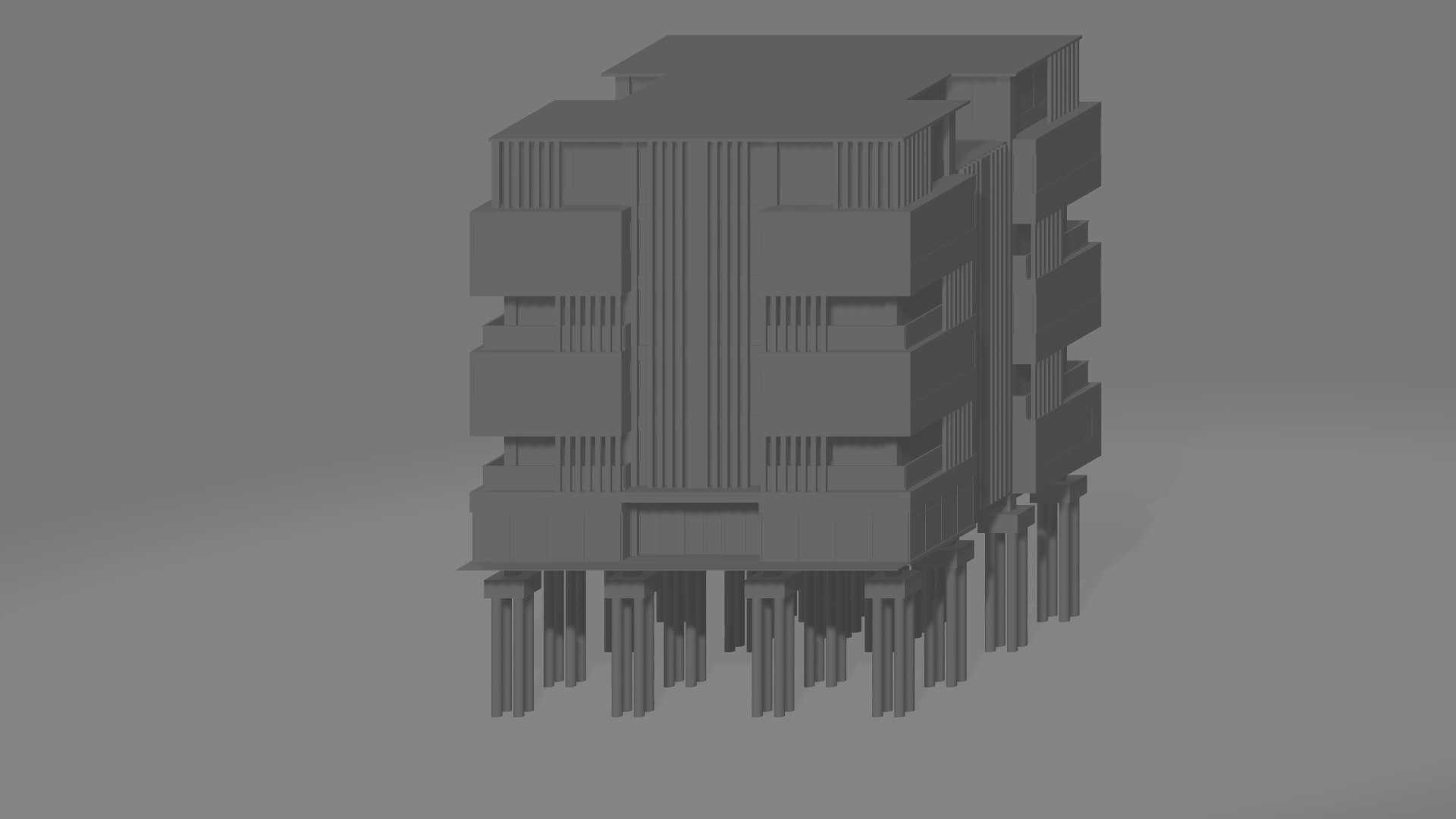 3D 3D model of high-rise building apartment hotel model - TurboSquid ...