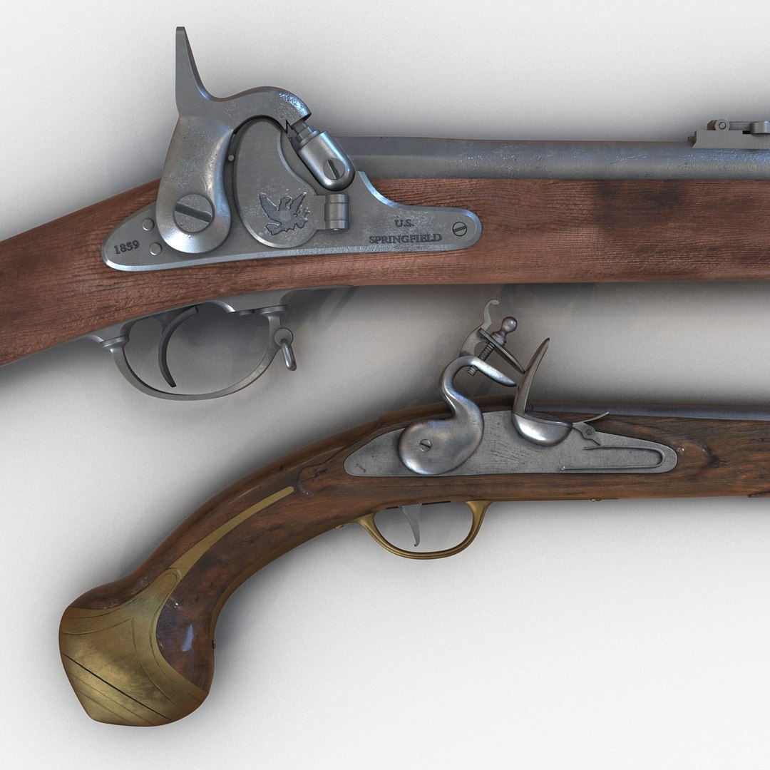 muskets set flintlock 3d 3ds