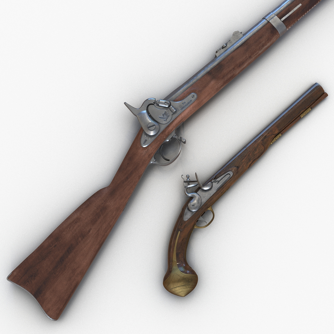 muskets set flintlock 3d 3ds