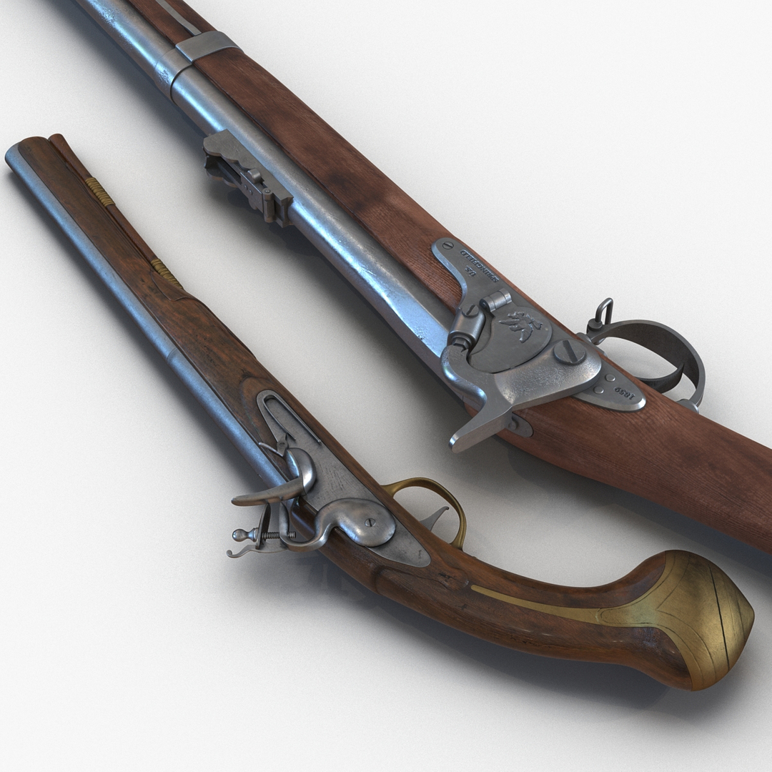 muskets set flintlock 3d 3ds