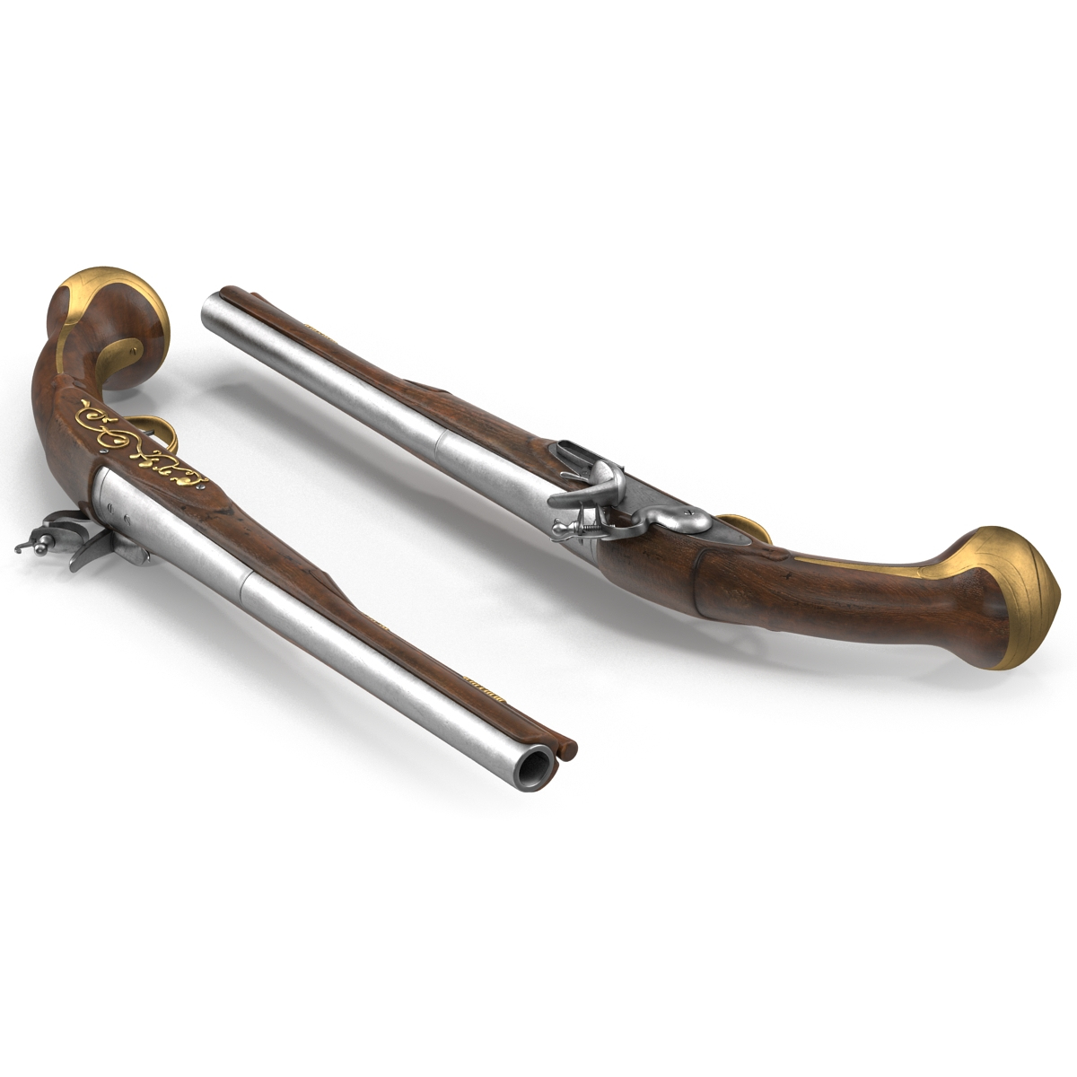 muskets set flintlock 3d 3ds