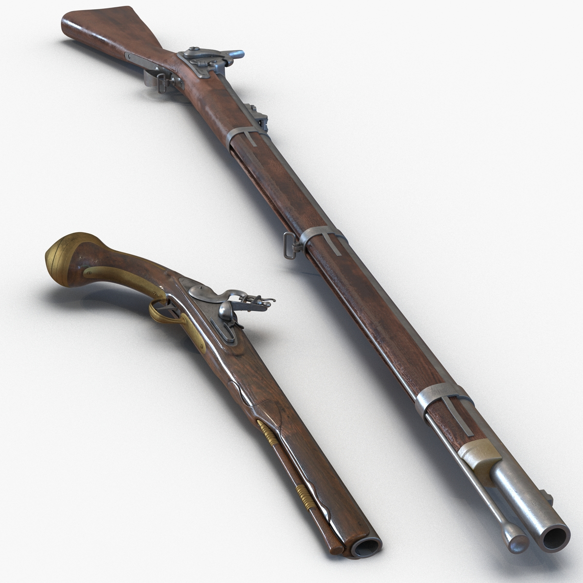 muskets set flintlock 3d 3ds