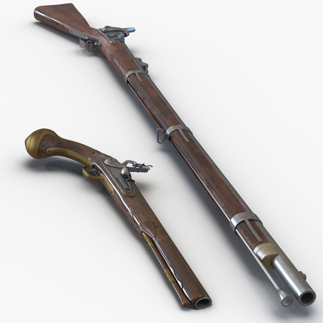 muskets set flintlock 3d 3ds