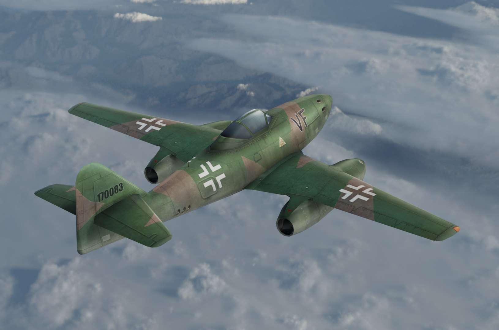 3D Messerschmitt Me-262 Painted Game Model Low-poly 3D Model Low-poly ...