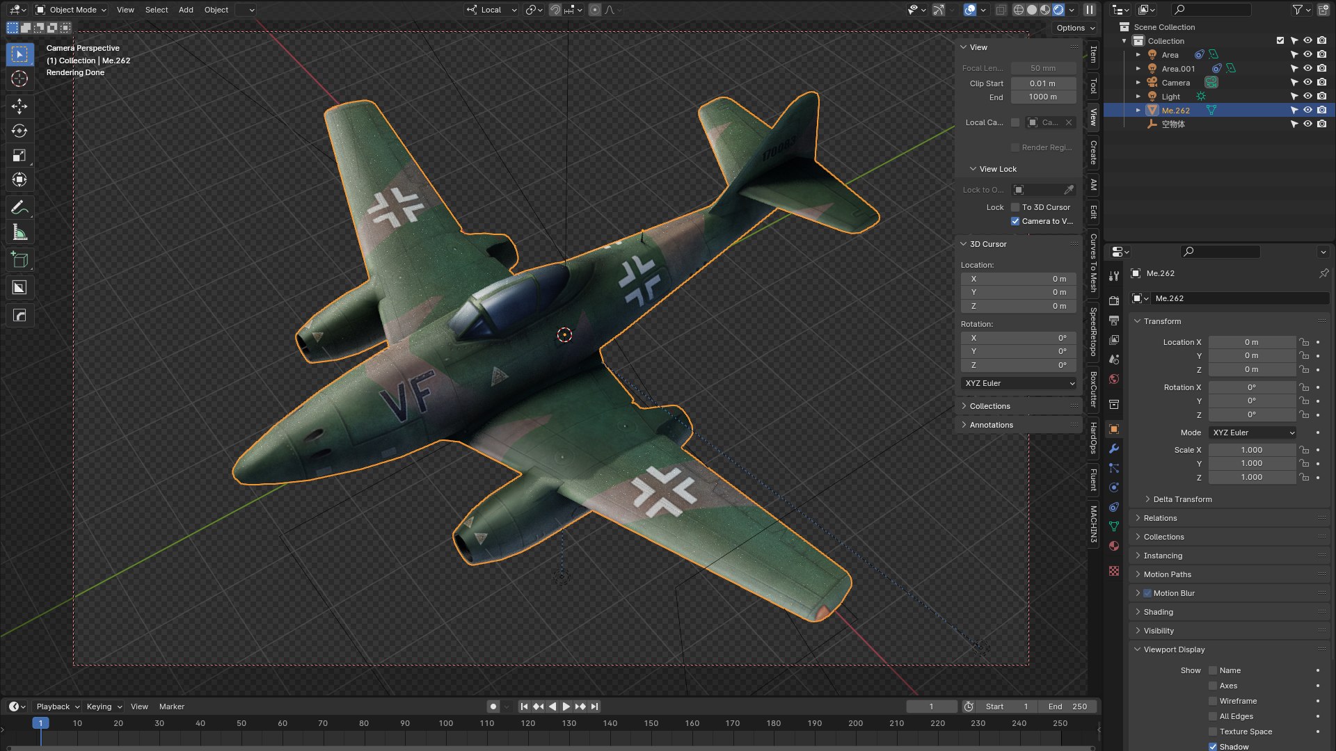 3D Messerschmitt Me-262 Painted Game Model Low-poly 3D Model Low-poly ...