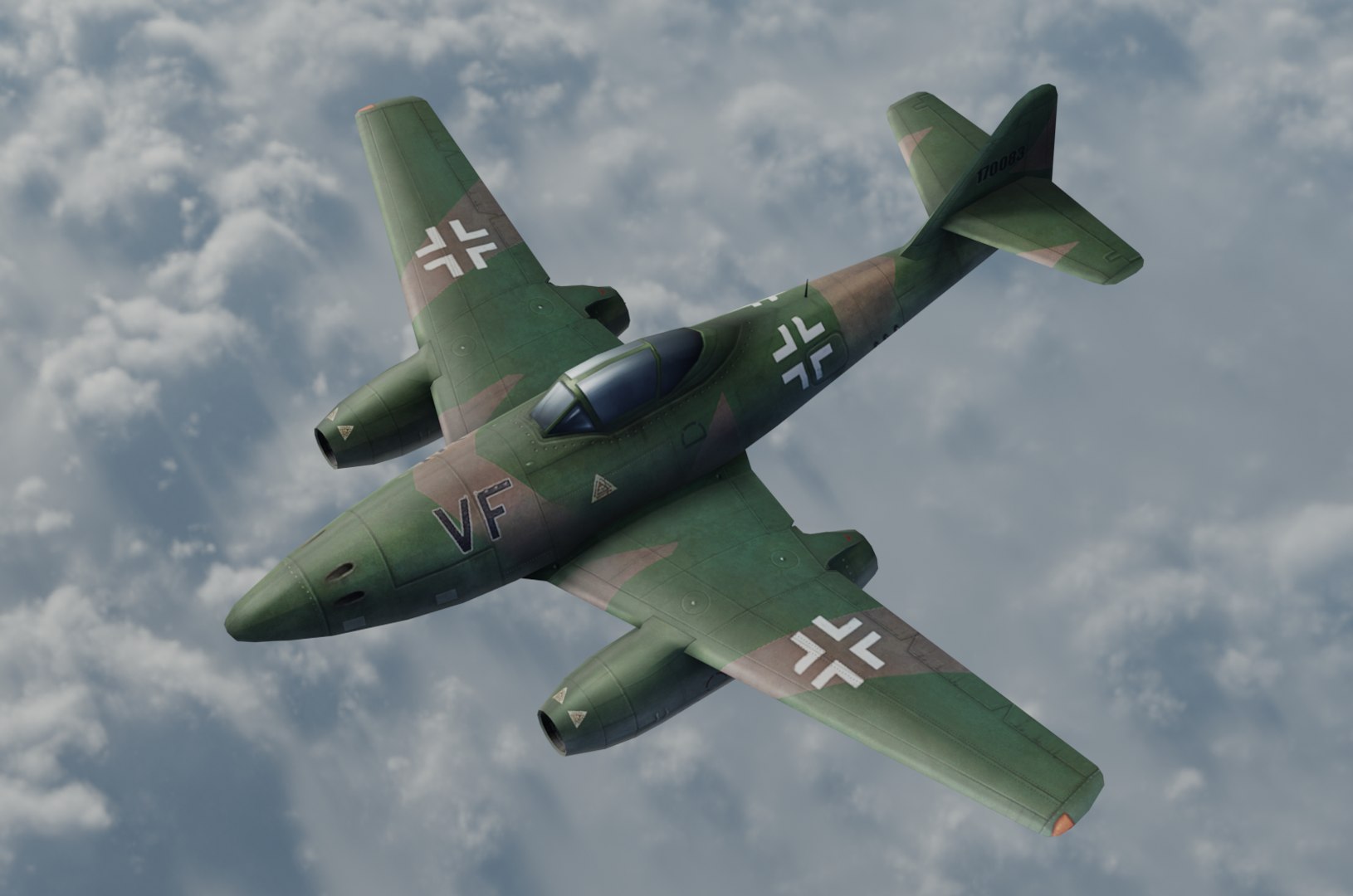 3D Messerschmitt Me-262 Painted Game Model Low-poly 3D Model Low-poly 3D Model Model ...