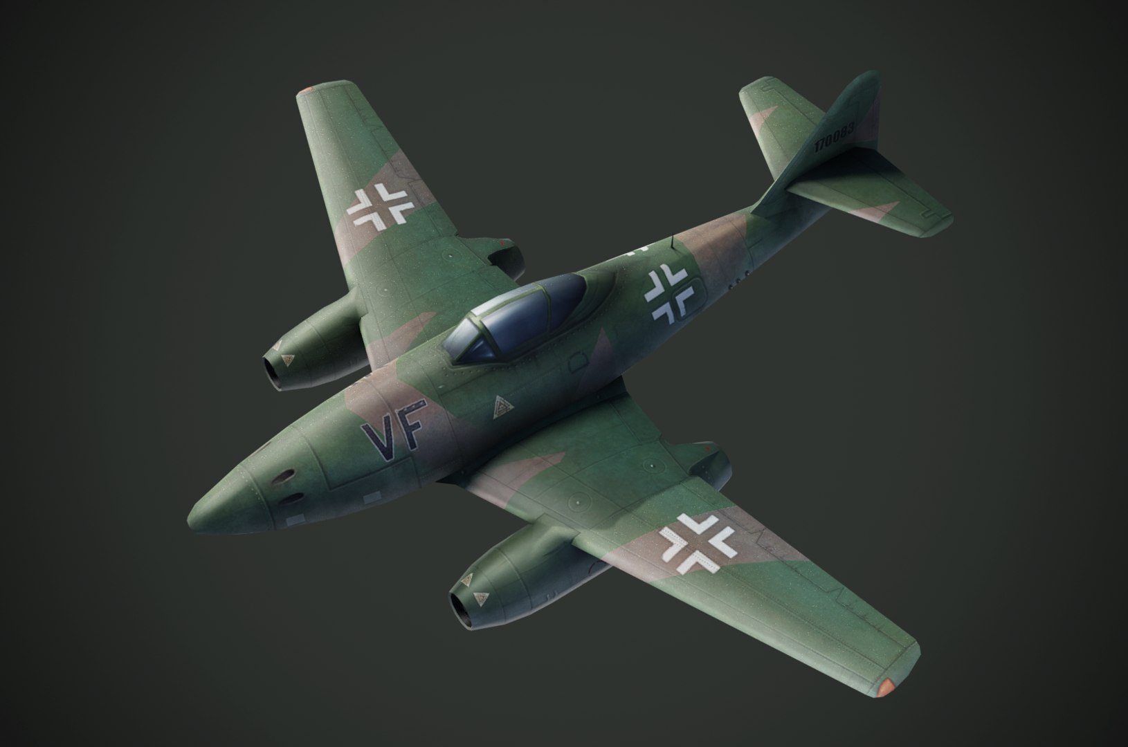 3D Messerschmitt Me-262 Painted Game Model Low-poly 3D Model Low-poly ...