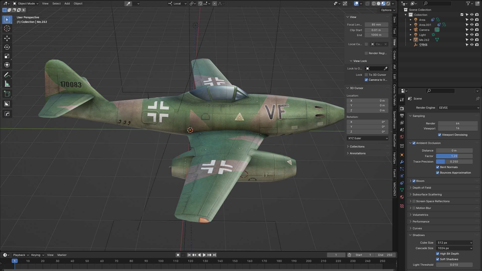 3D Messerschmitt Me-262 Painted Game Model Low-poly 3D Model Low-poly ...