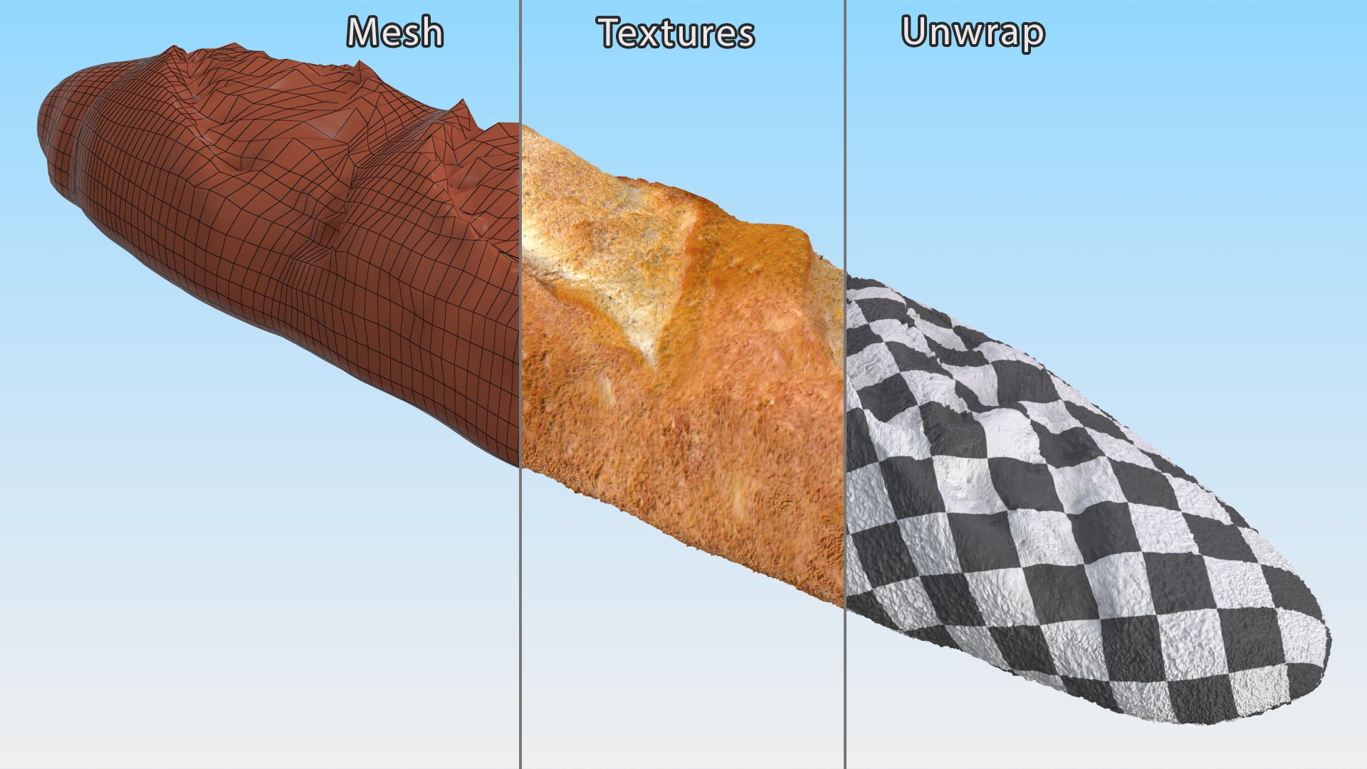 French Baguette Bread Model - TurboSquid 2214660