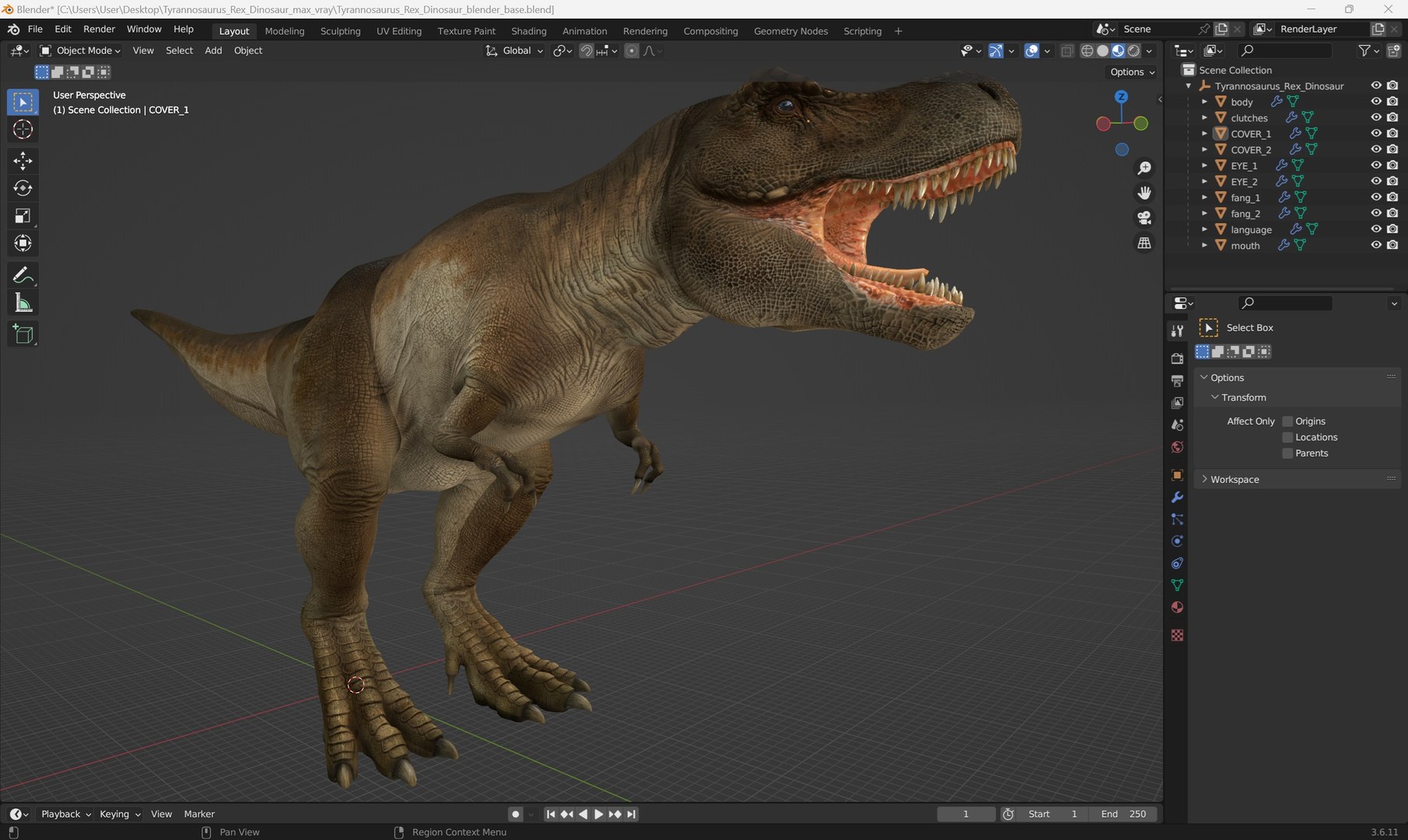 3D Tyrannosaurus Rex Dinosaur Model - TurboSquid 2382289