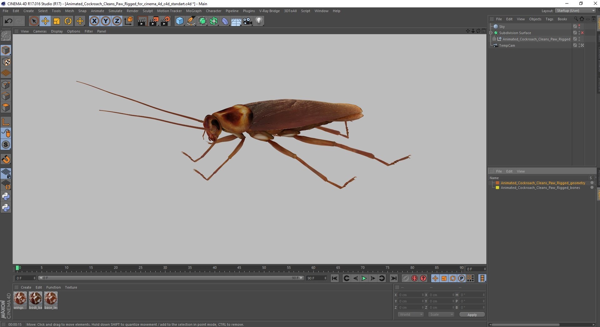 Rigged Animated Cockroach Collection For Cinema 4D Model - TurboSquid ...