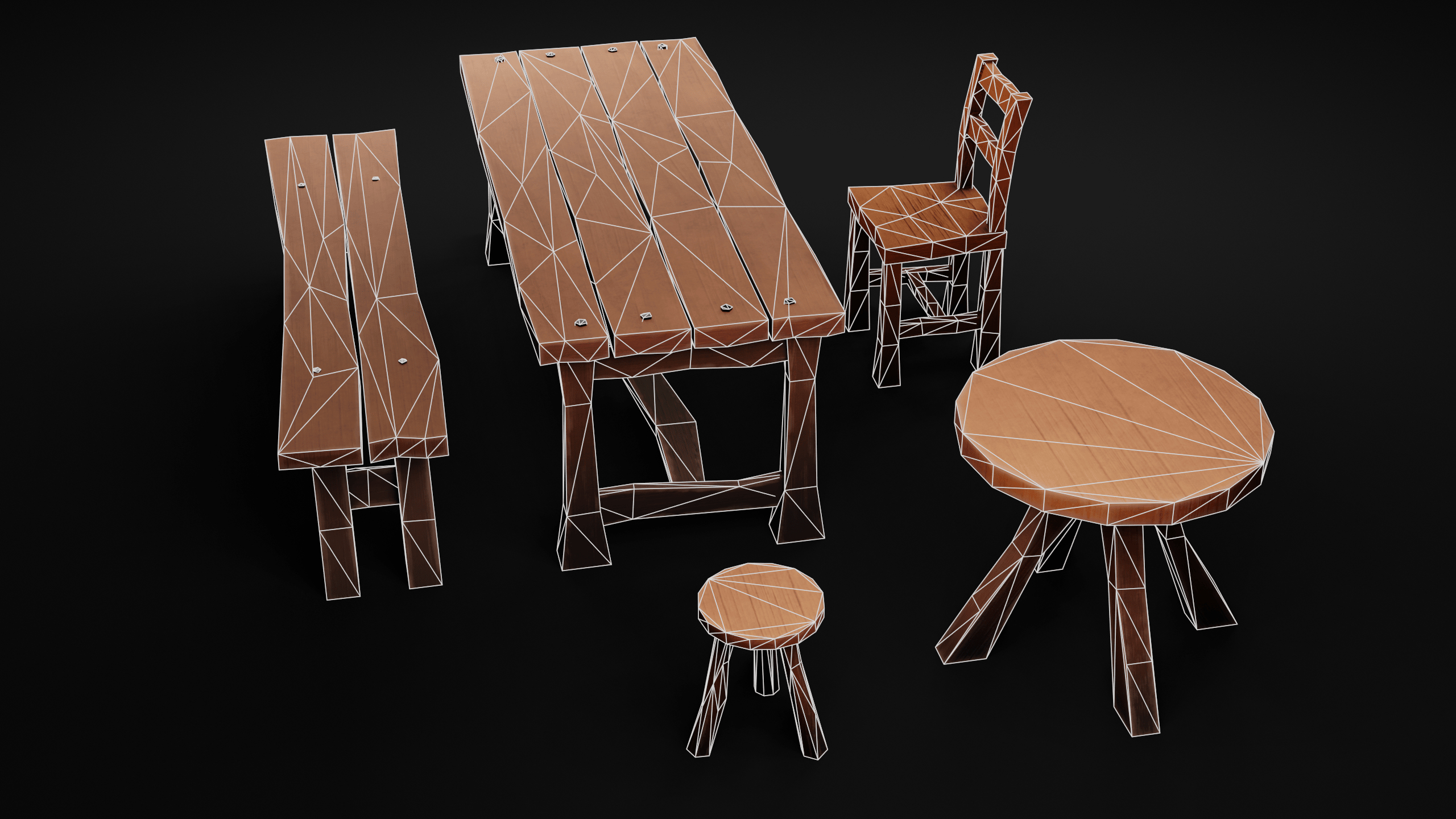 Free 3D low-poly stylized table set model - TurboSquid 1710563