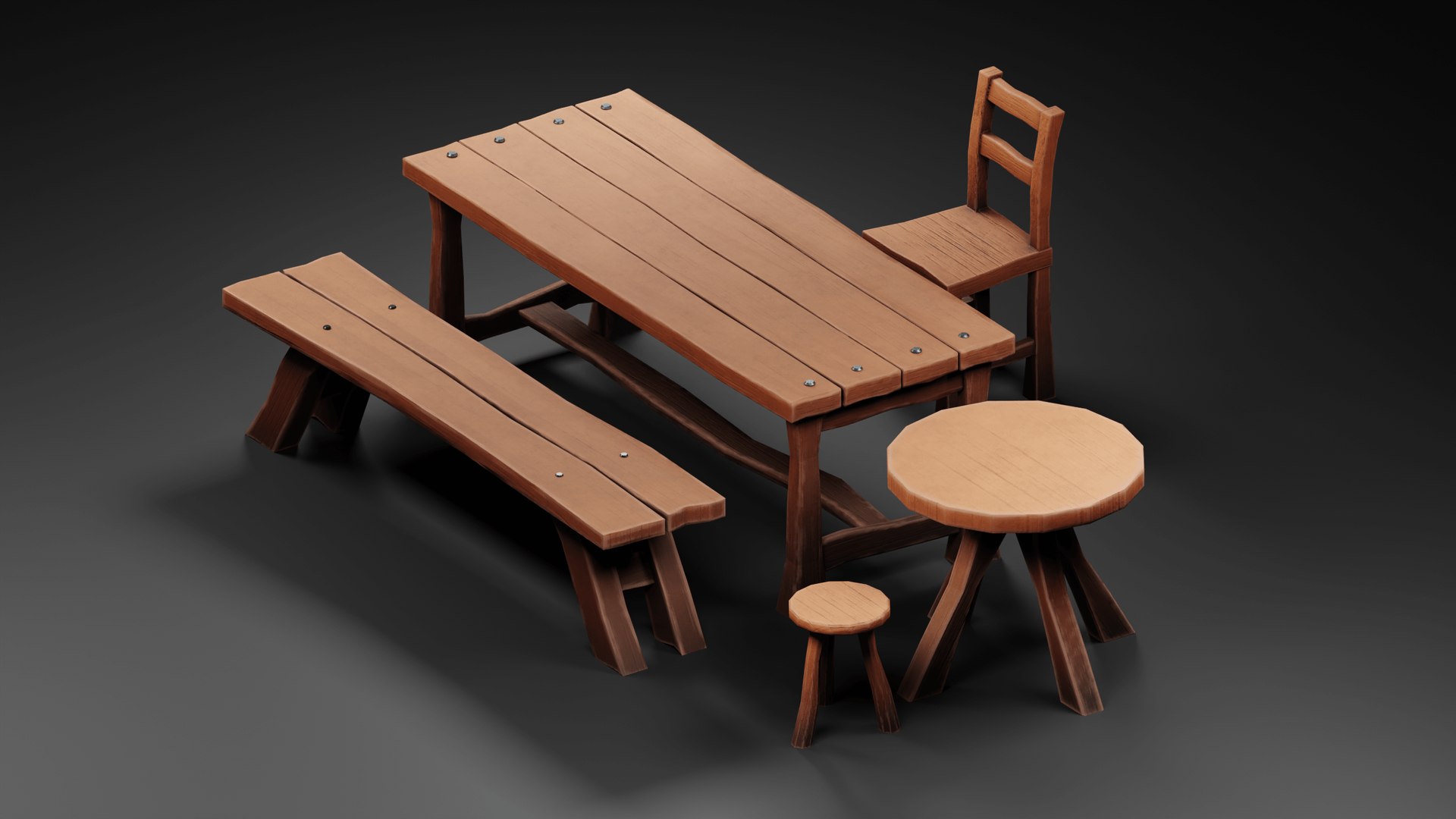 Free 3D Low-poly Stylized Table Set Model - TurboSquid 1710563