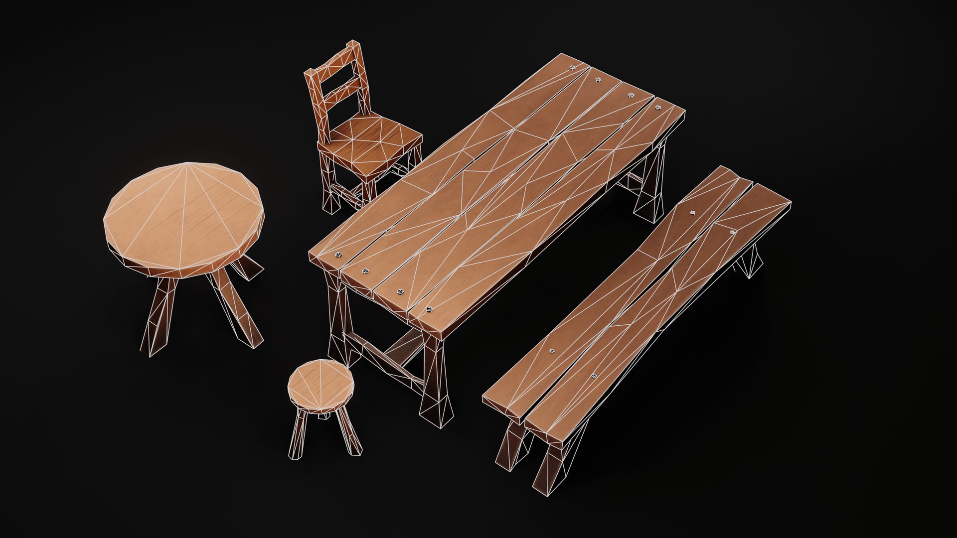 Free 3D Low-poly Stylized Table Set Model - TurboSquid 1710563