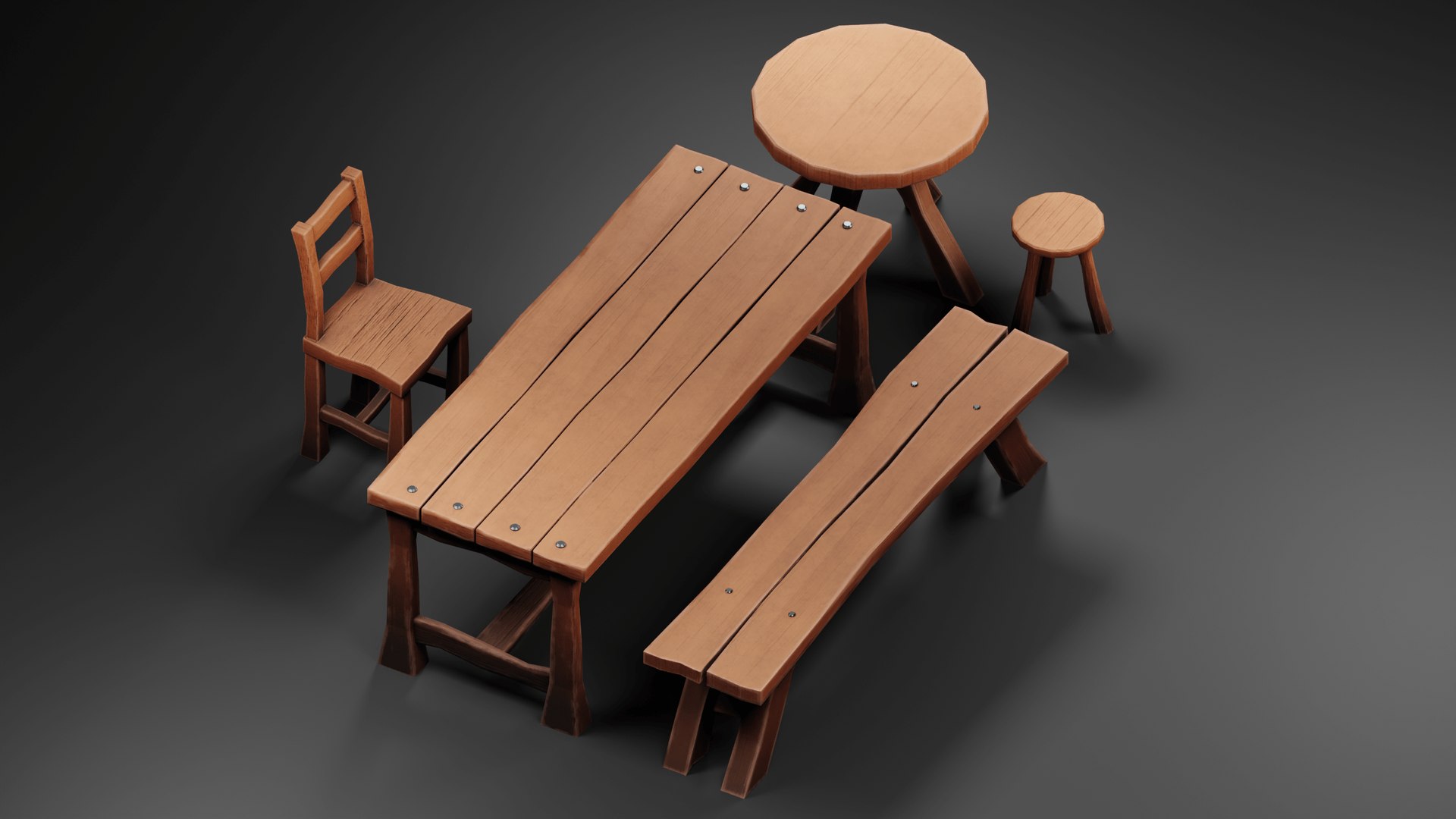 Free 3D Low-poly Stylized Table Set Model - TurboSquid 1710563