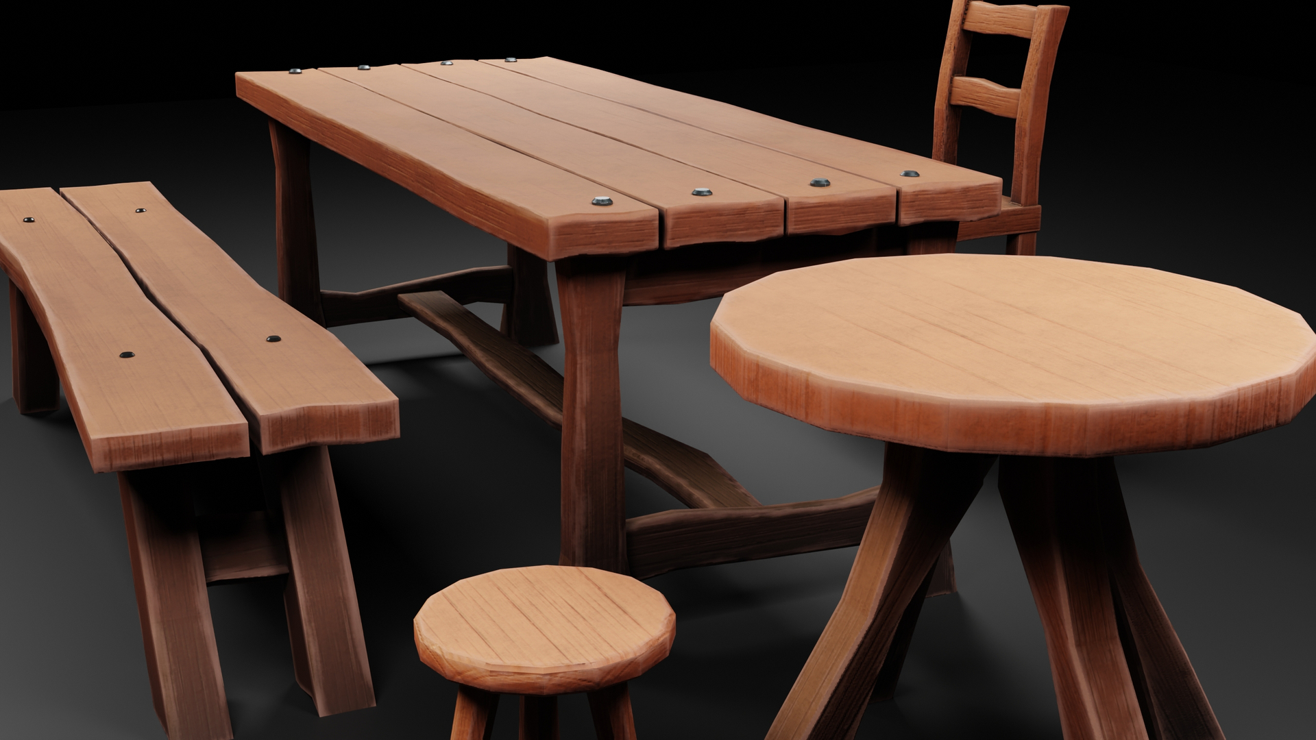 Free 3D low-poly stylized table set model - TurboSquid 1710563
