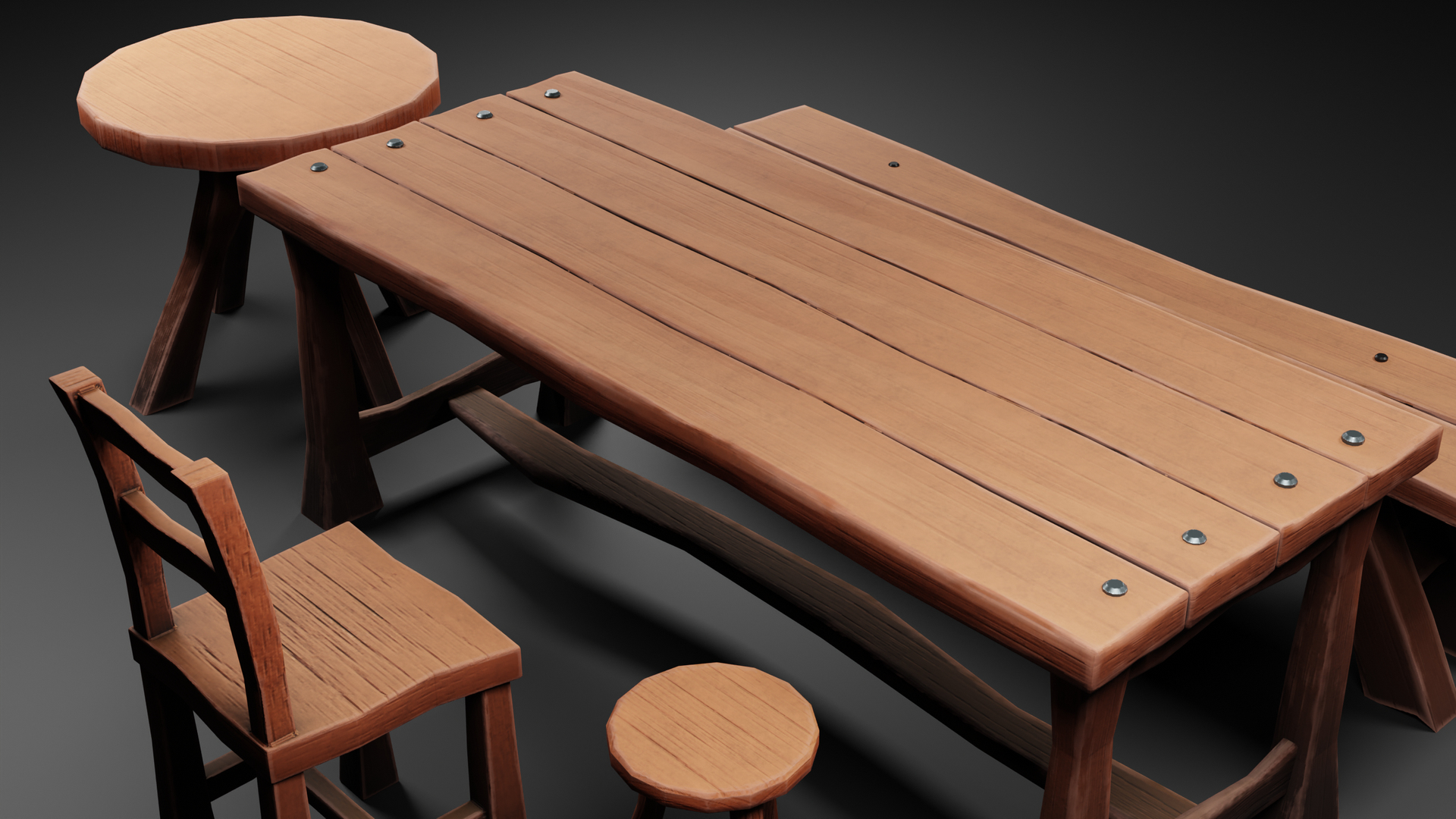 Free 3D low-poly stylized table set model - TurboSquid 1710563