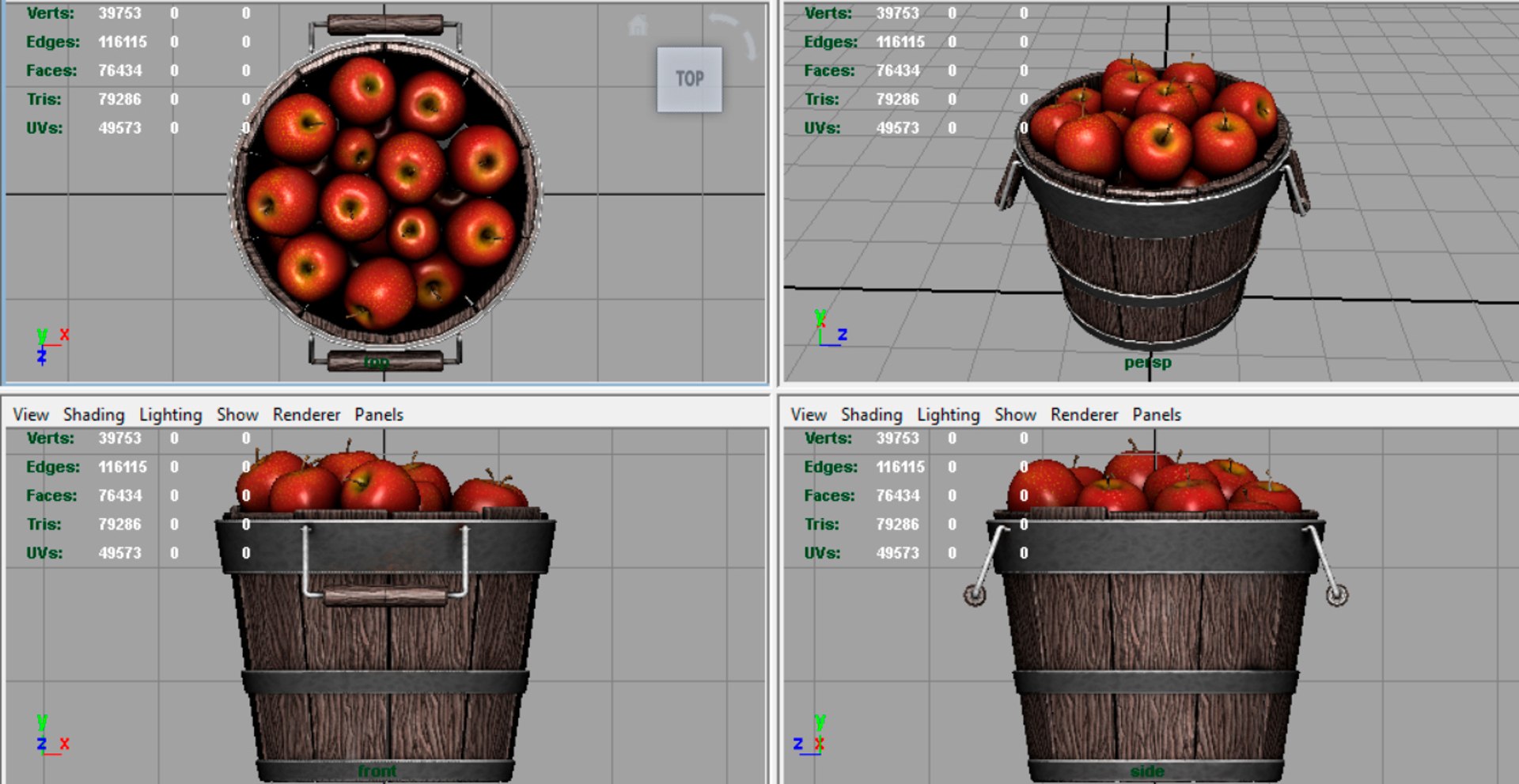 3d Wooden Bucket Apples