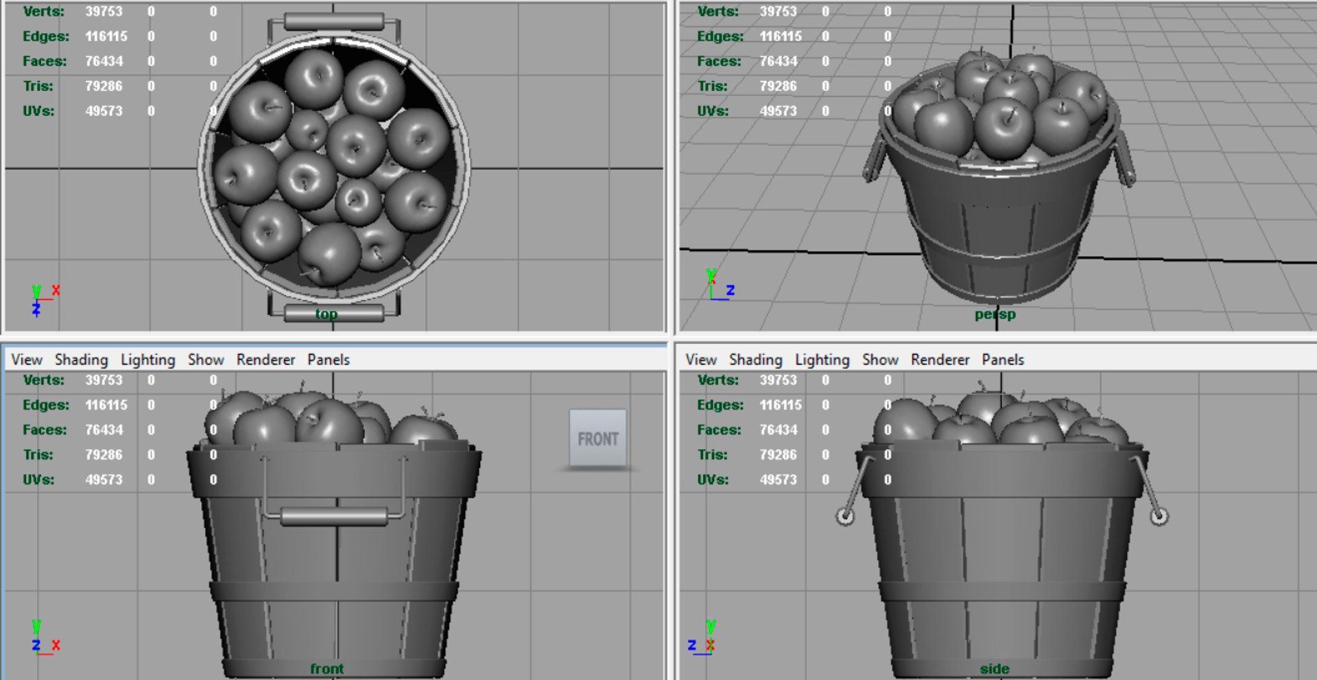 3d Wooden Bucket Apples