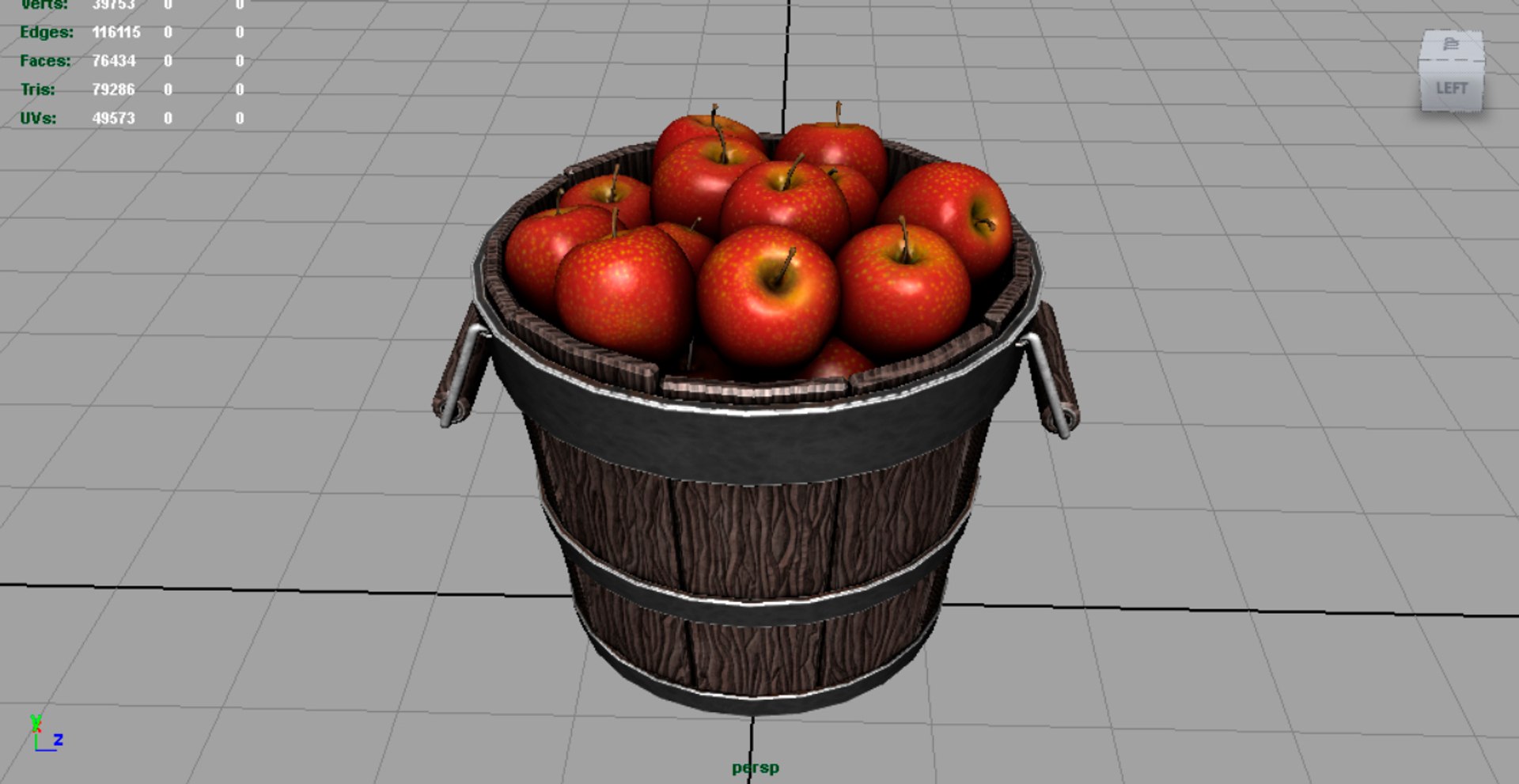 3d Wooden Bucket Apples