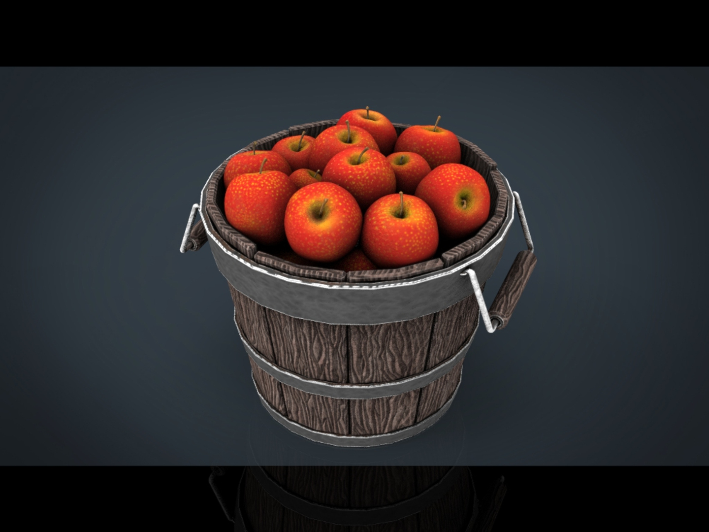 3d Wooden Bucket Apples
