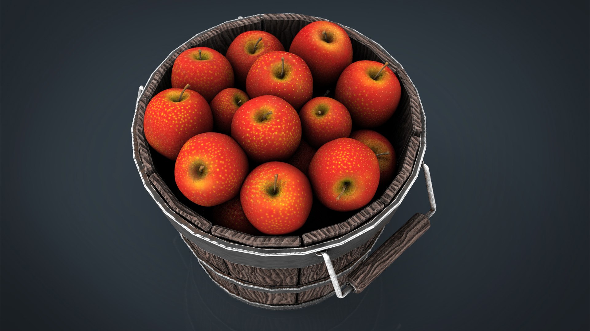 3d Wooden Bucket Apples