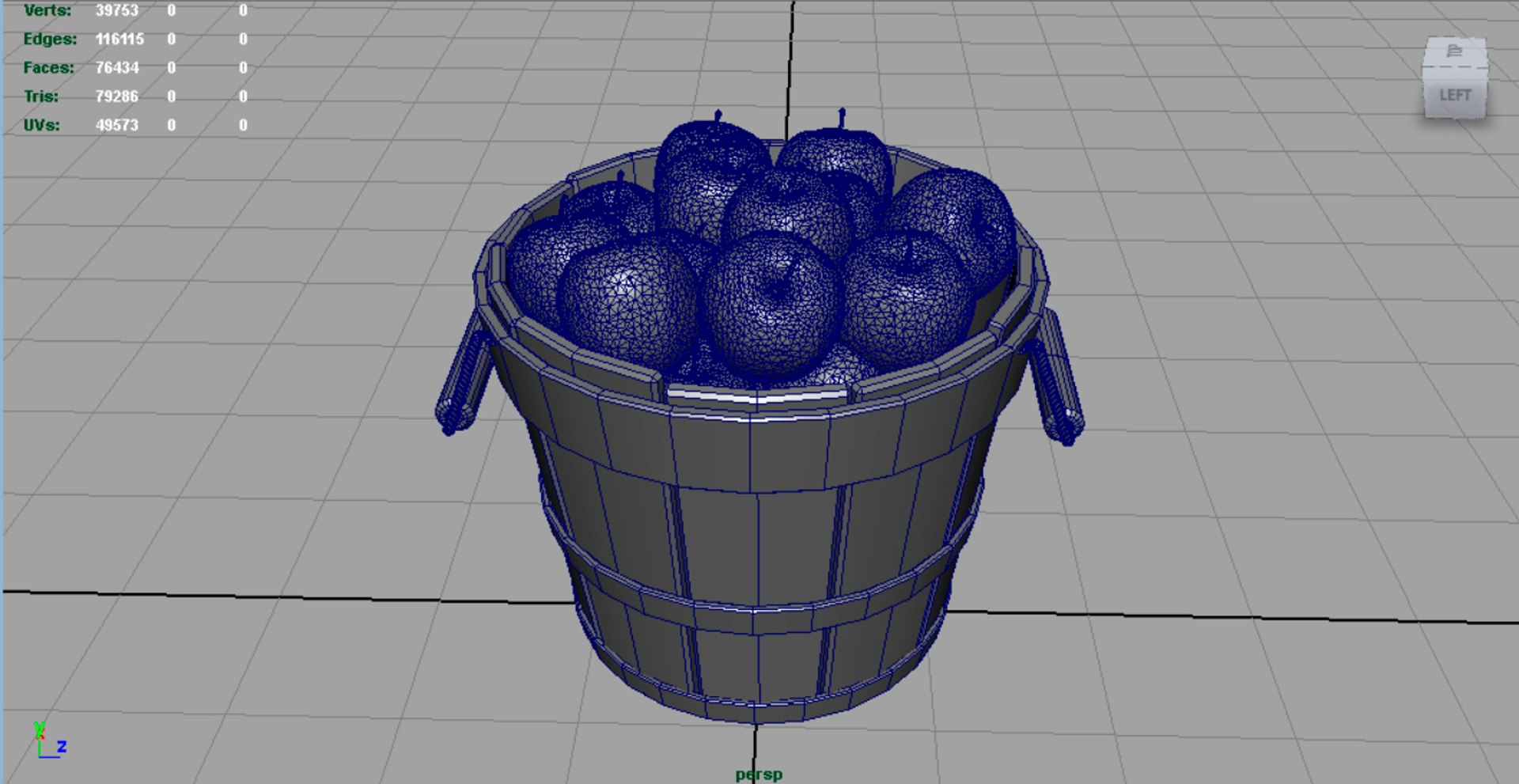 3d Wooden Bucket Apples