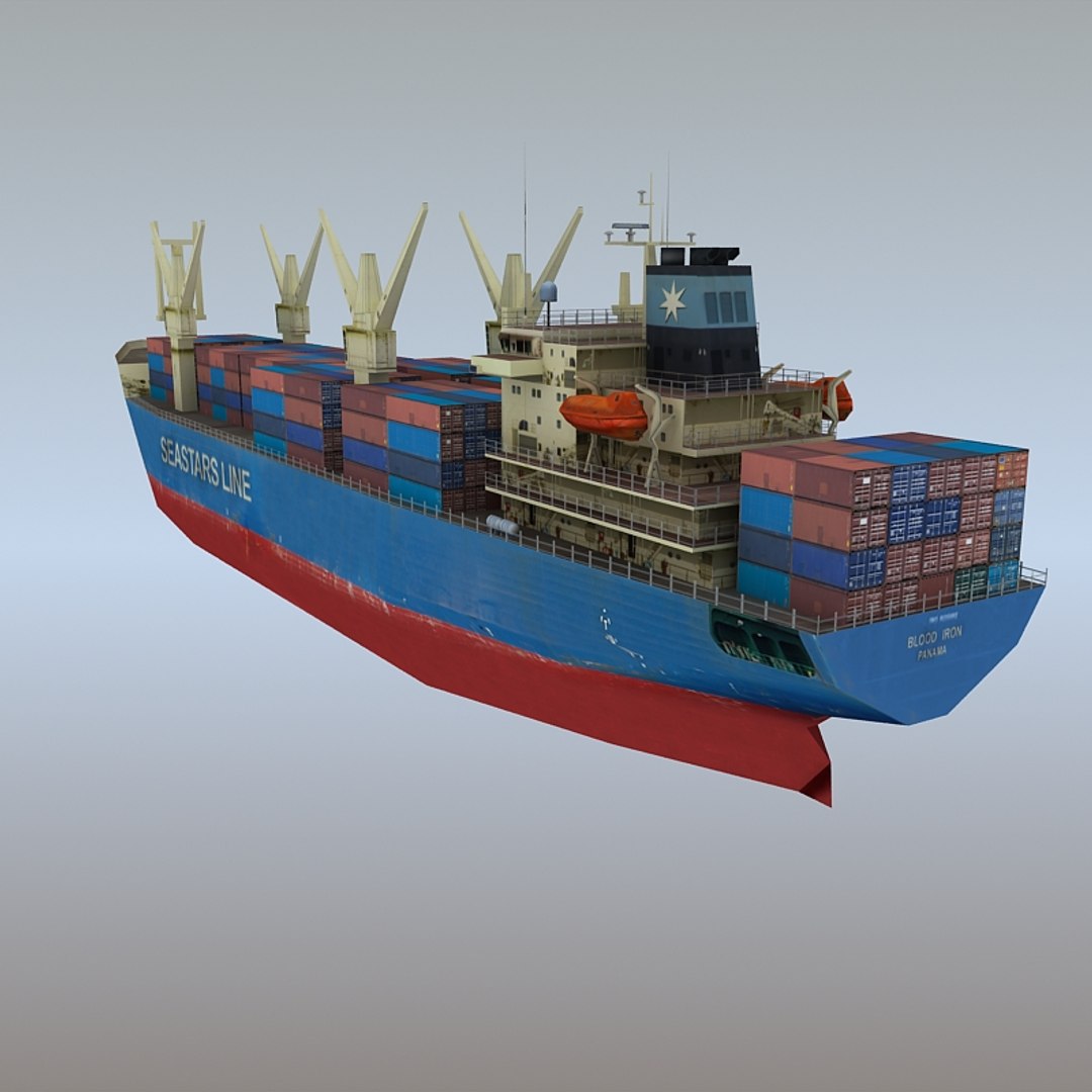 3d Cargo Container Ship Model