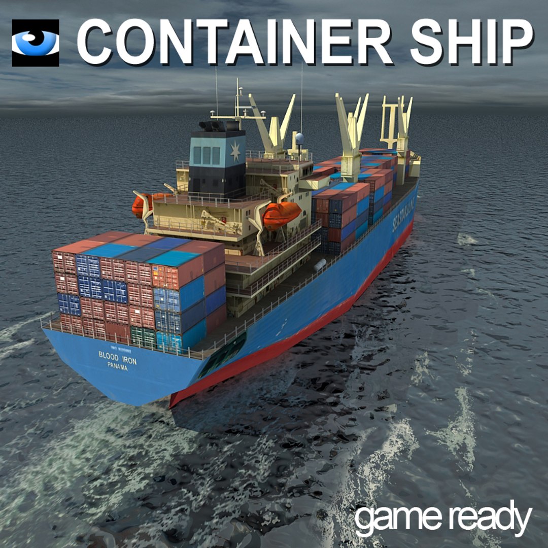 3d cargo container ship model