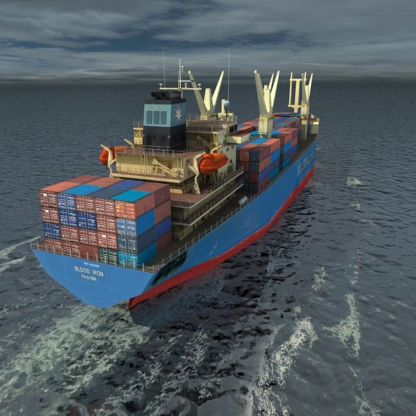 3d cargo container ship model